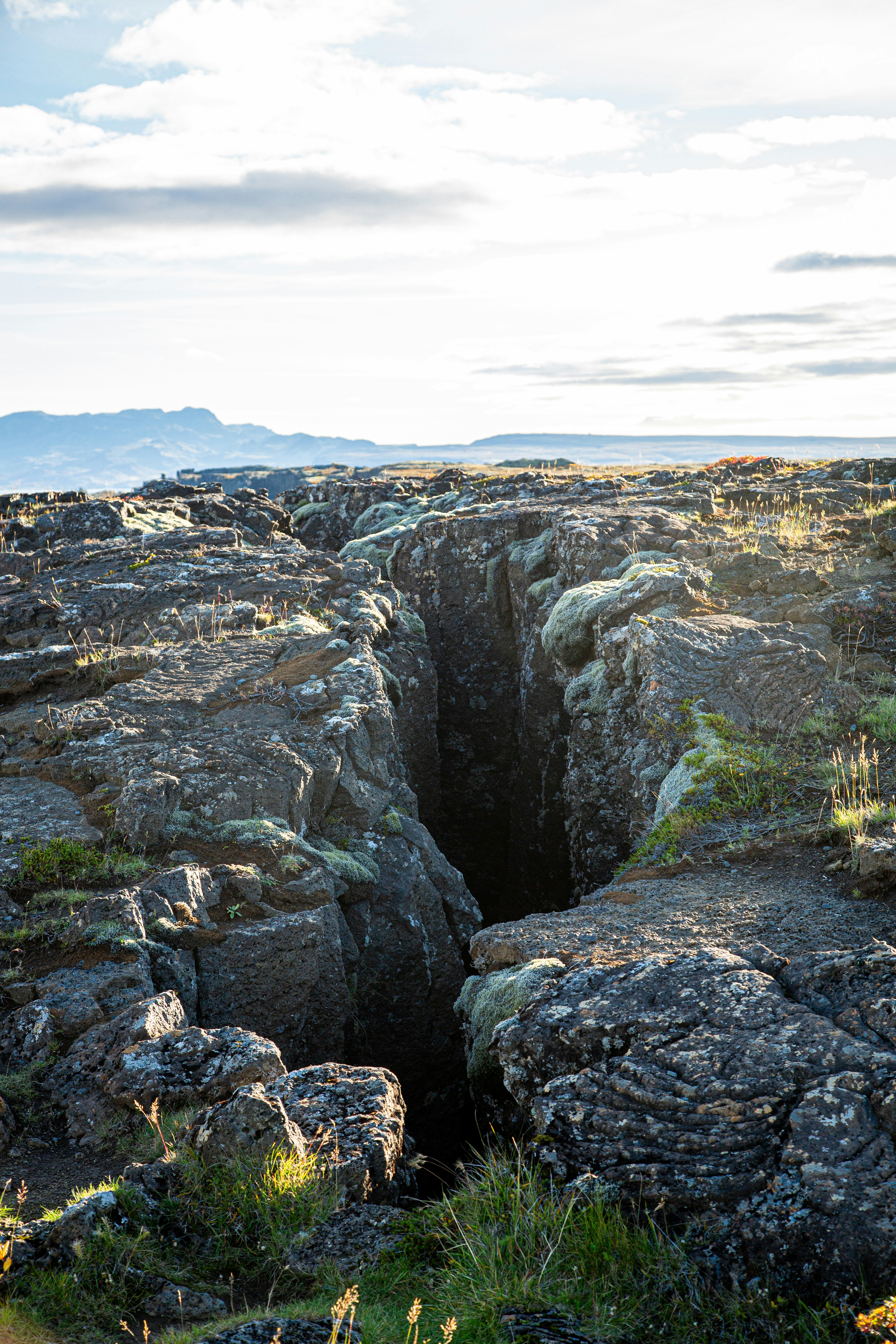 Deep Rift in the Basalt Field under an Open Sky