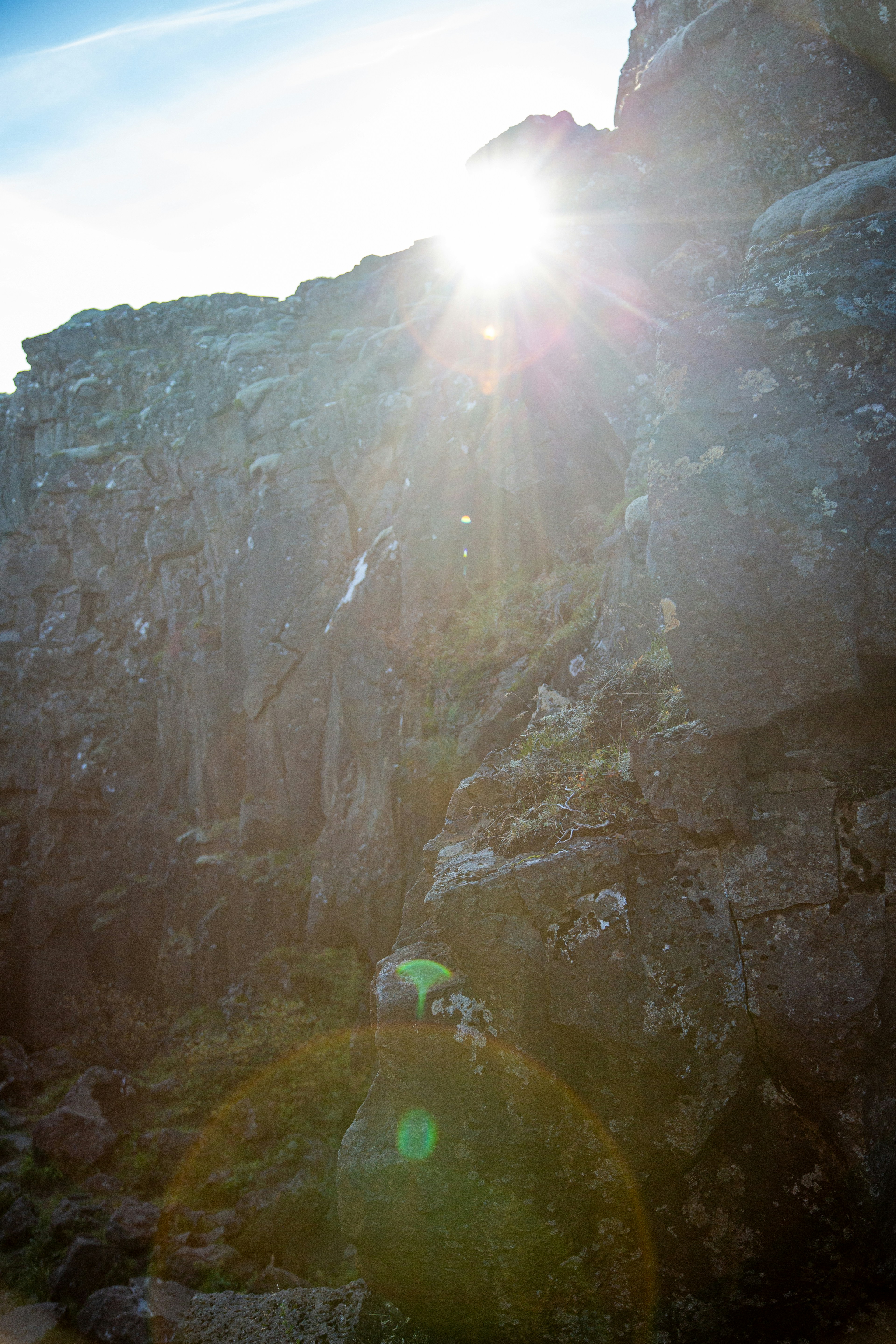 Sunlit Cliffs: A Mountain Face Bursting with Light