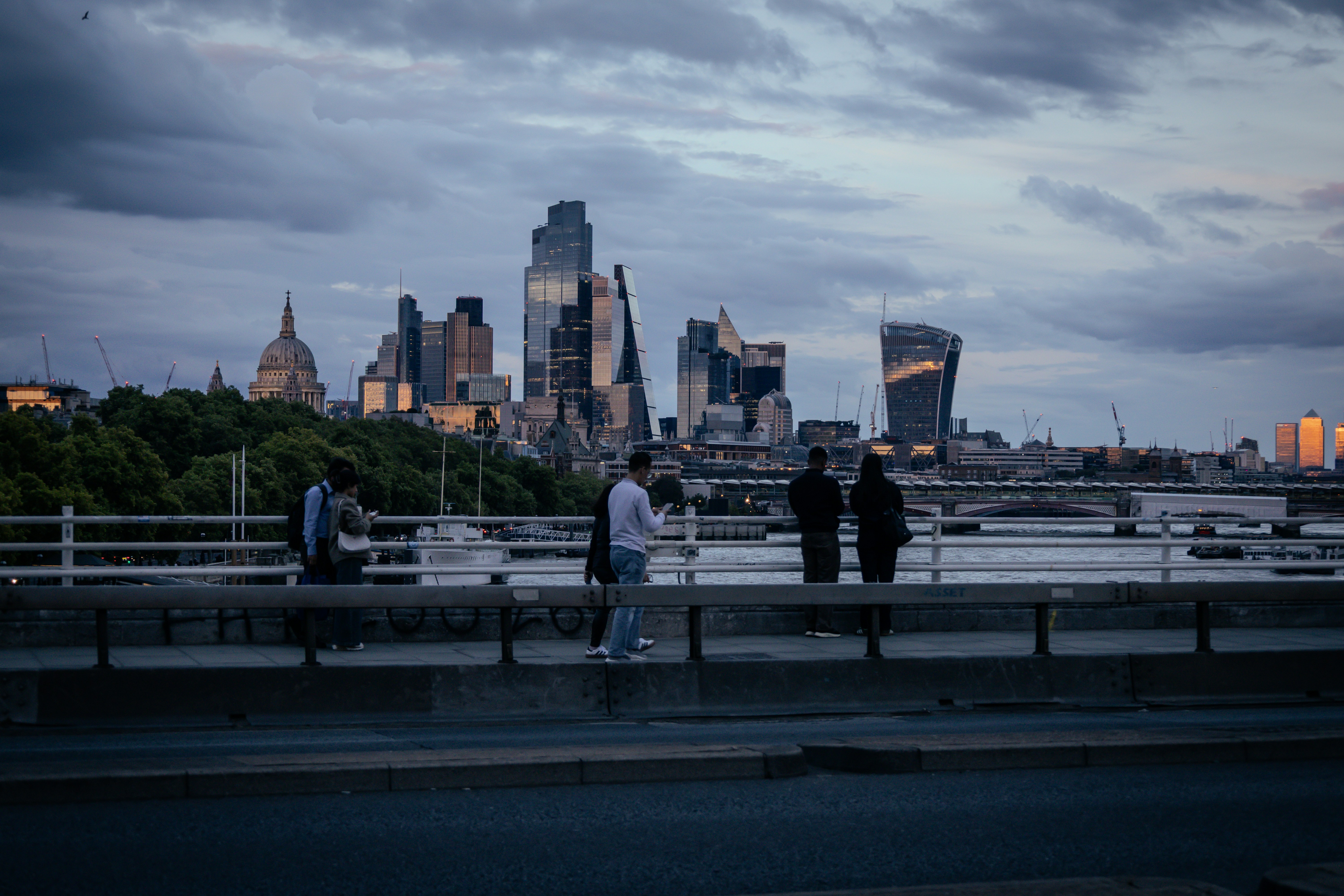 Dusk Over the Thames: City Silhouette from the Bridge