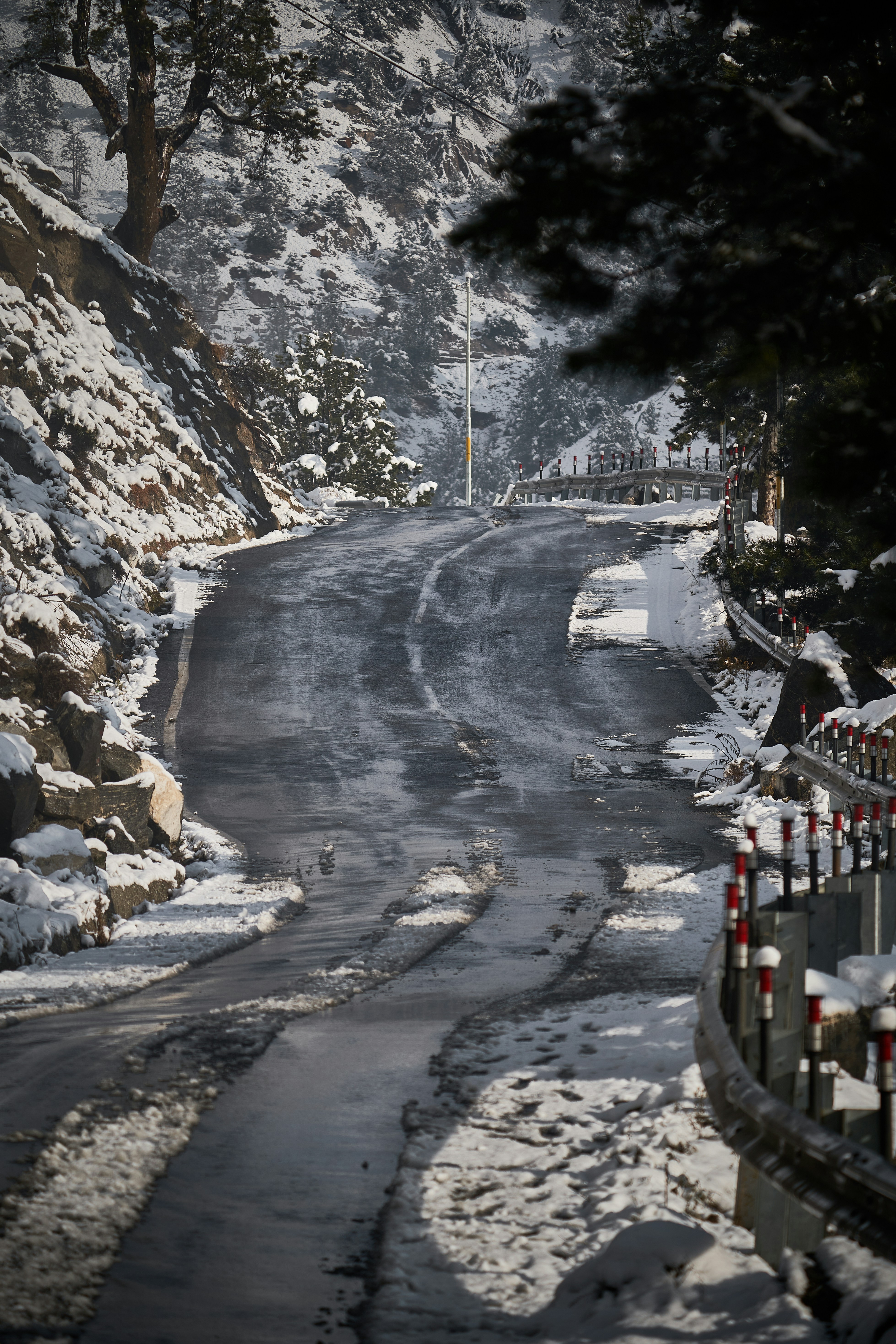 Snow-White Curve: A Quiet Winding Road Through Winter Gorge