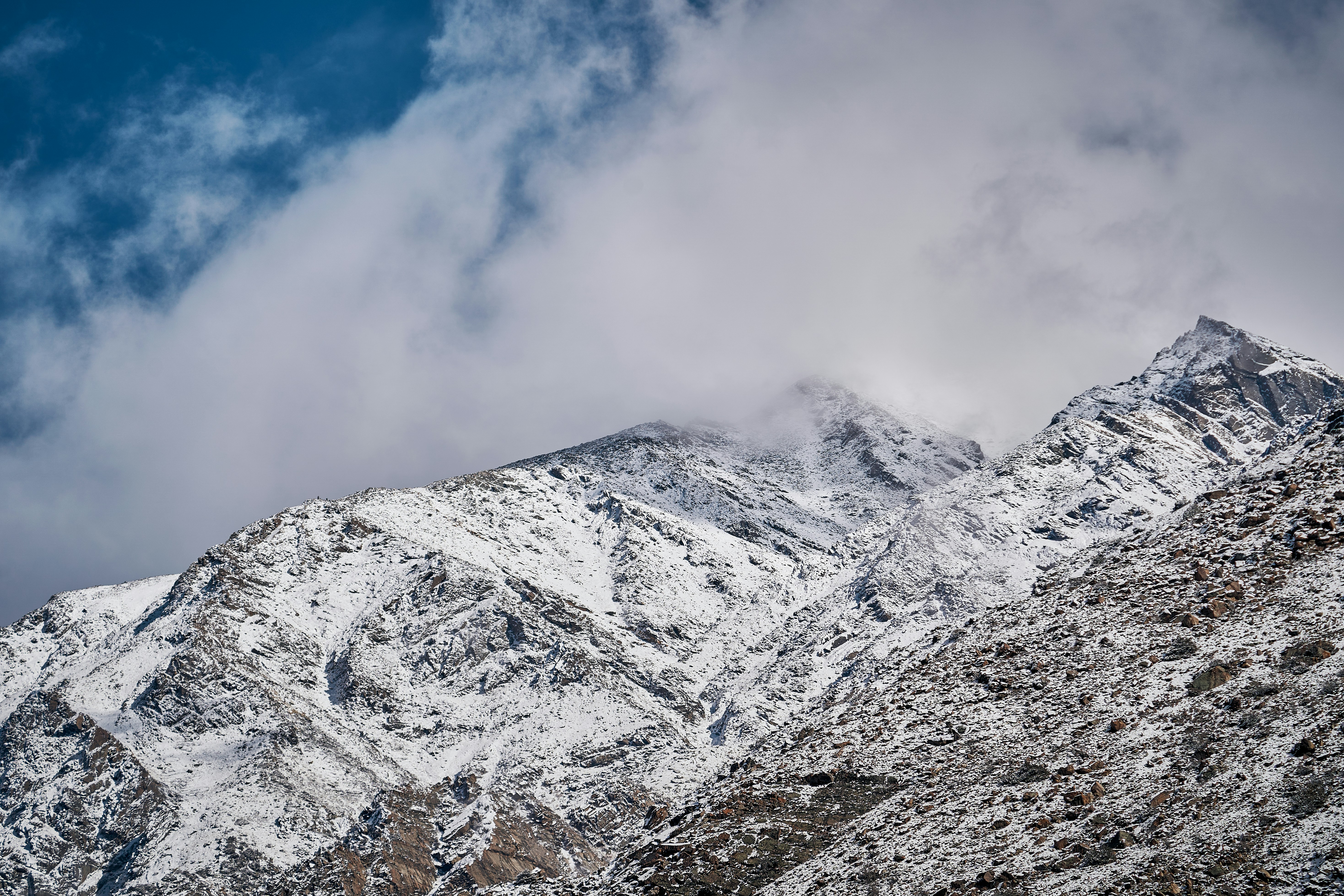 Snowbound Ridge Breaking into the Sky