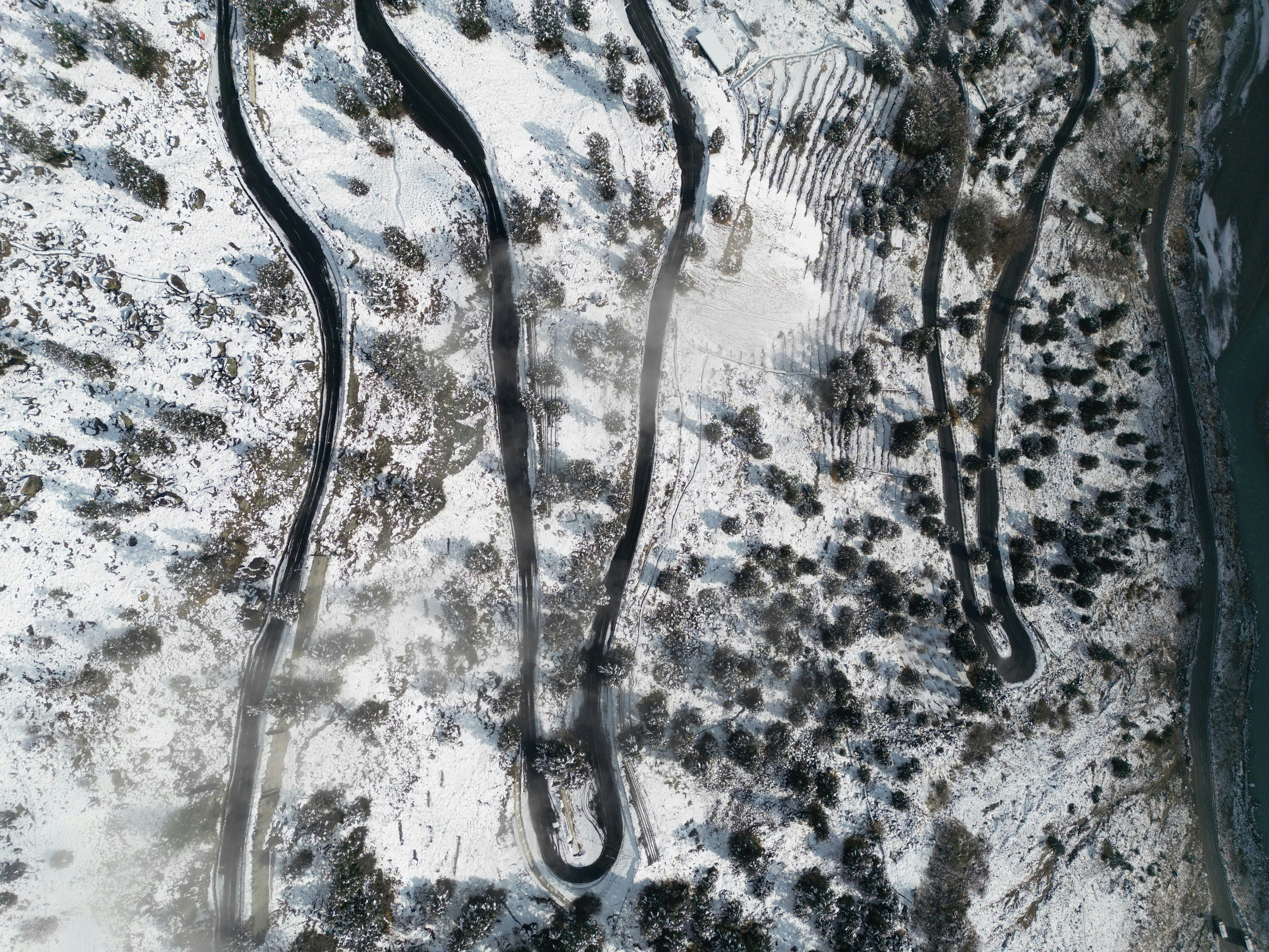 Meandering Resource Ribbons Across a Snow-Dusted Landscape