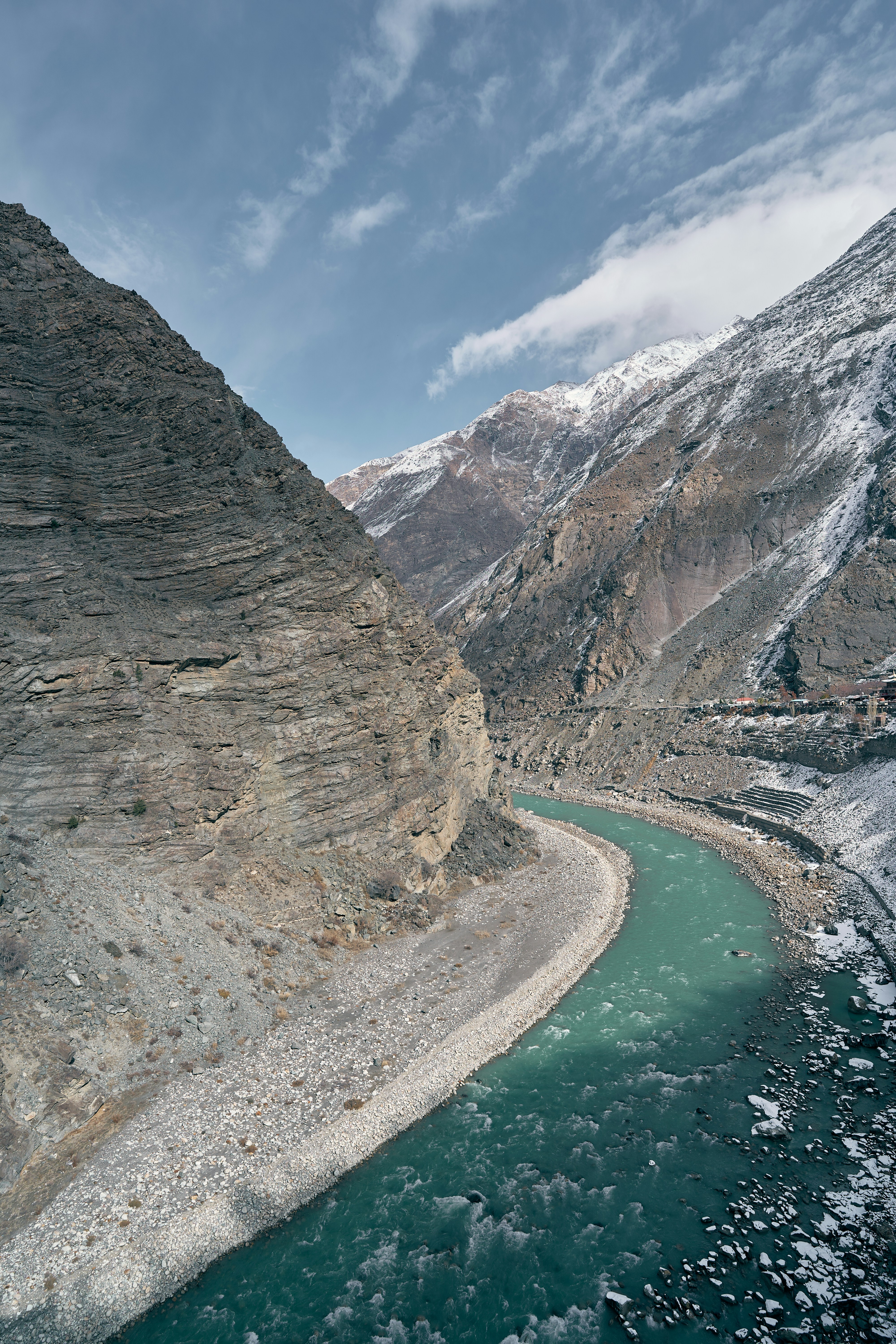 Vast Gorge, Emerald River Winding Between Granite Walls