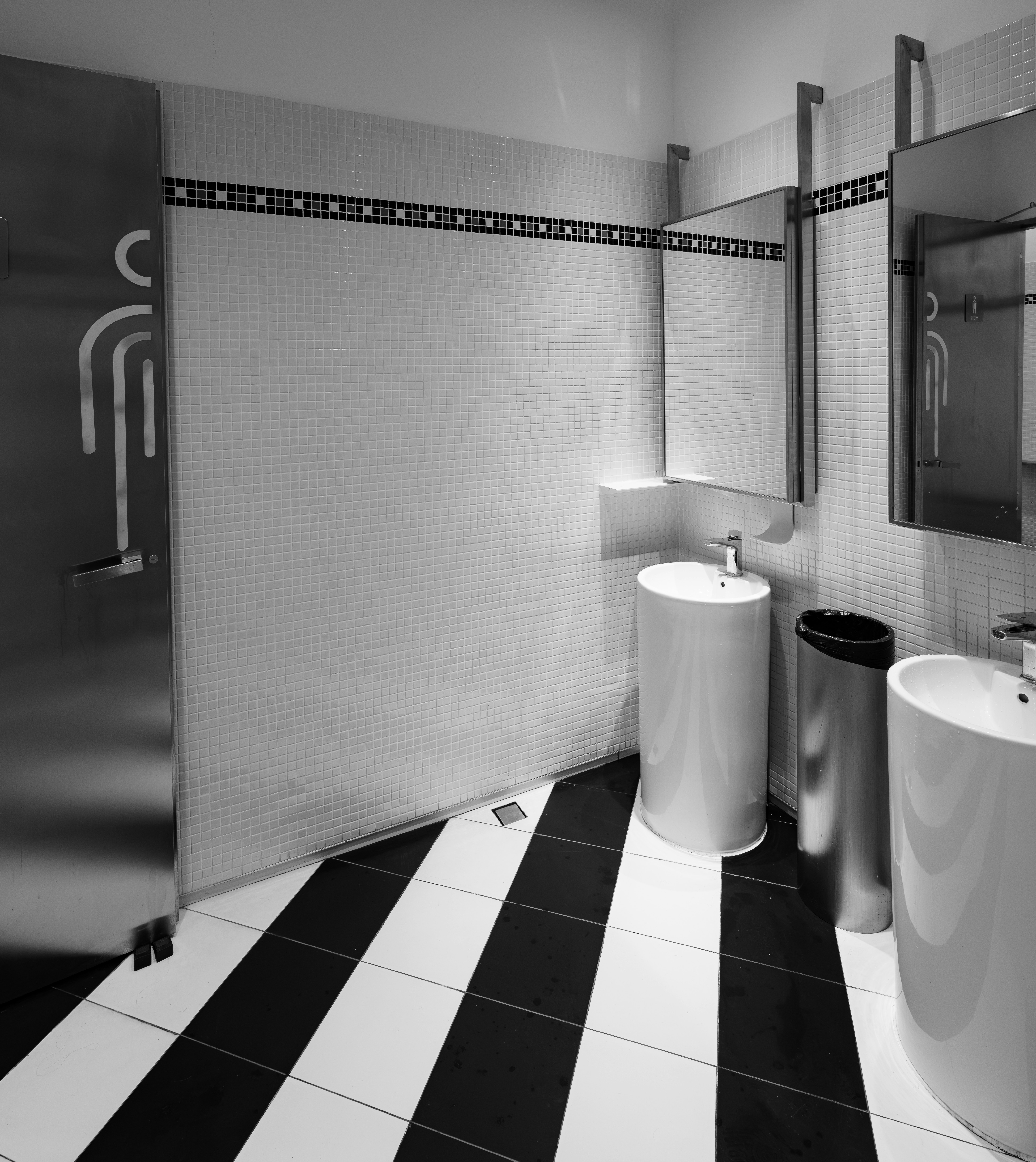 Monochrome Restroom: Toroidal Tiles, Silent Corners