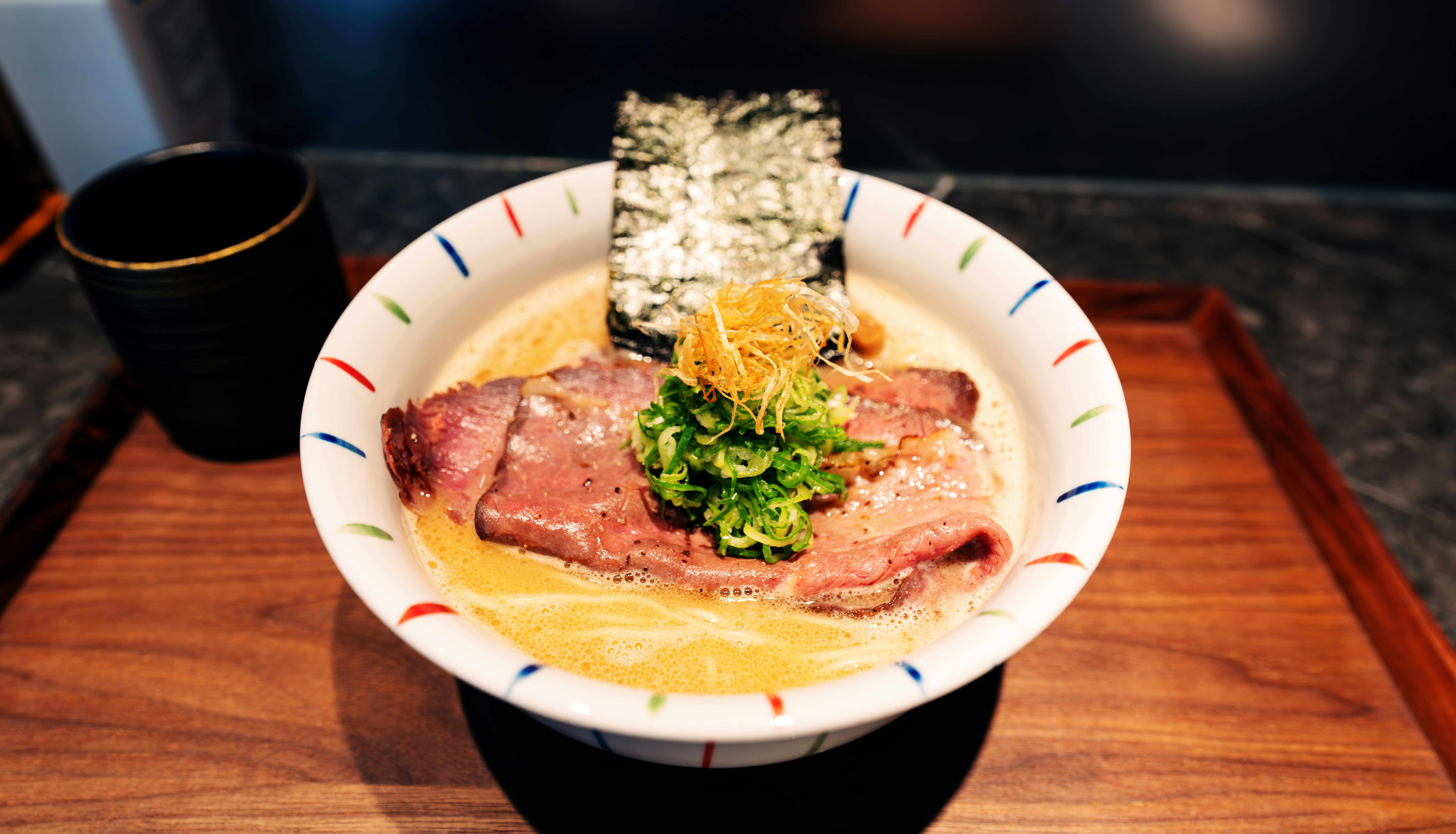 Tender Charred Ramen Bowl with Nori Crown