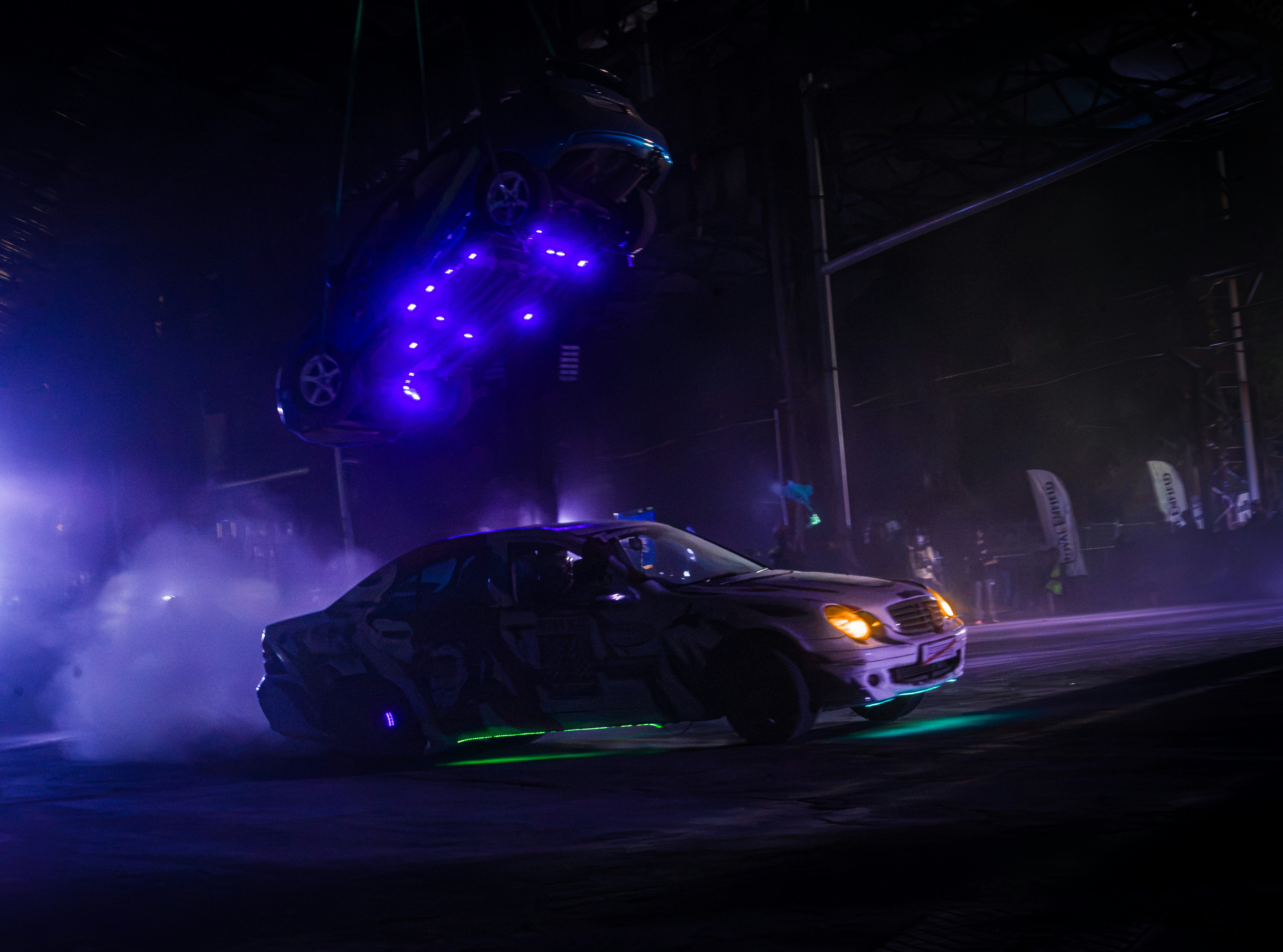 Neon Drift under a Hazy Skyline