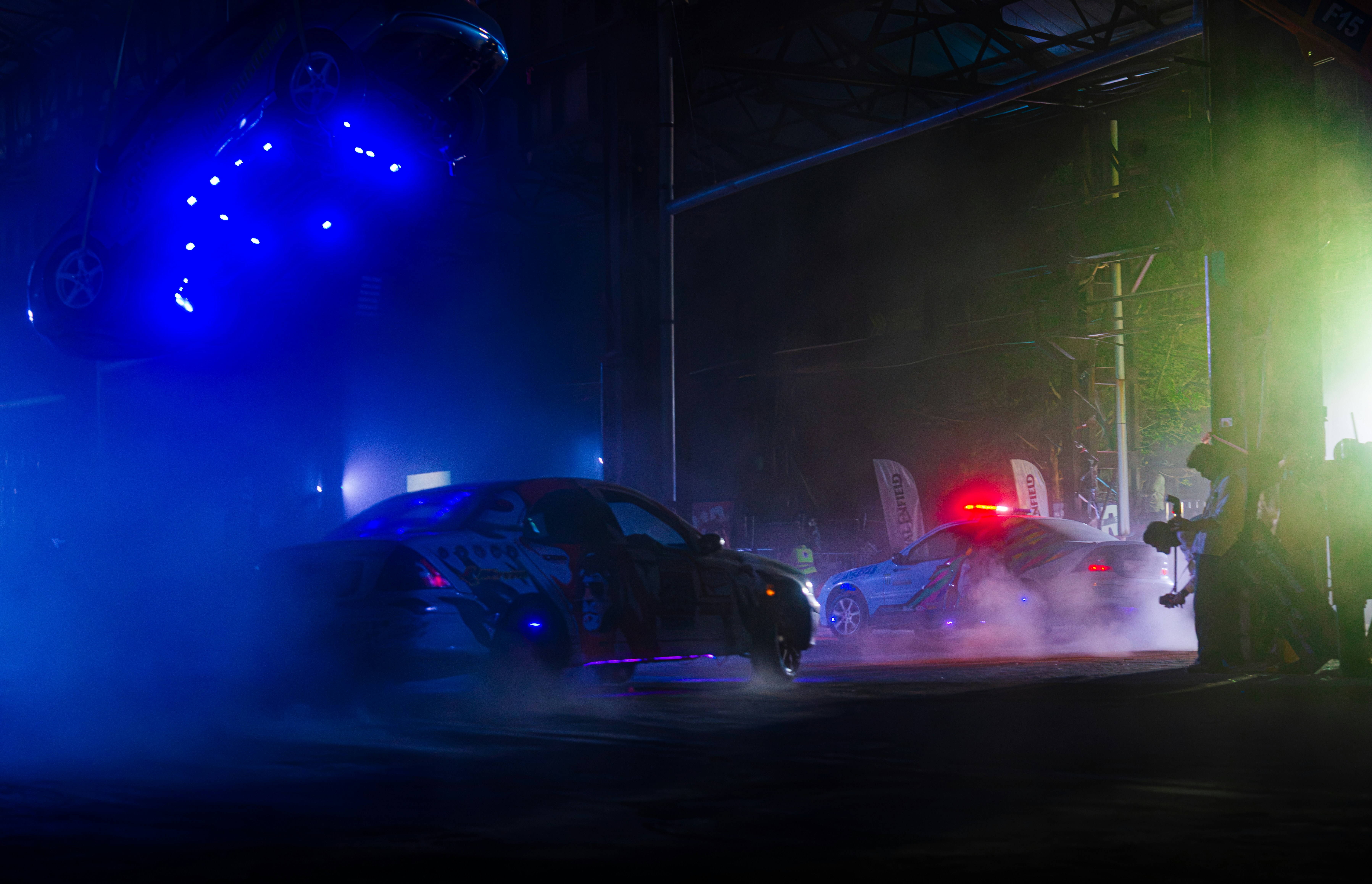 Night Drift at the Neon Pole Lights