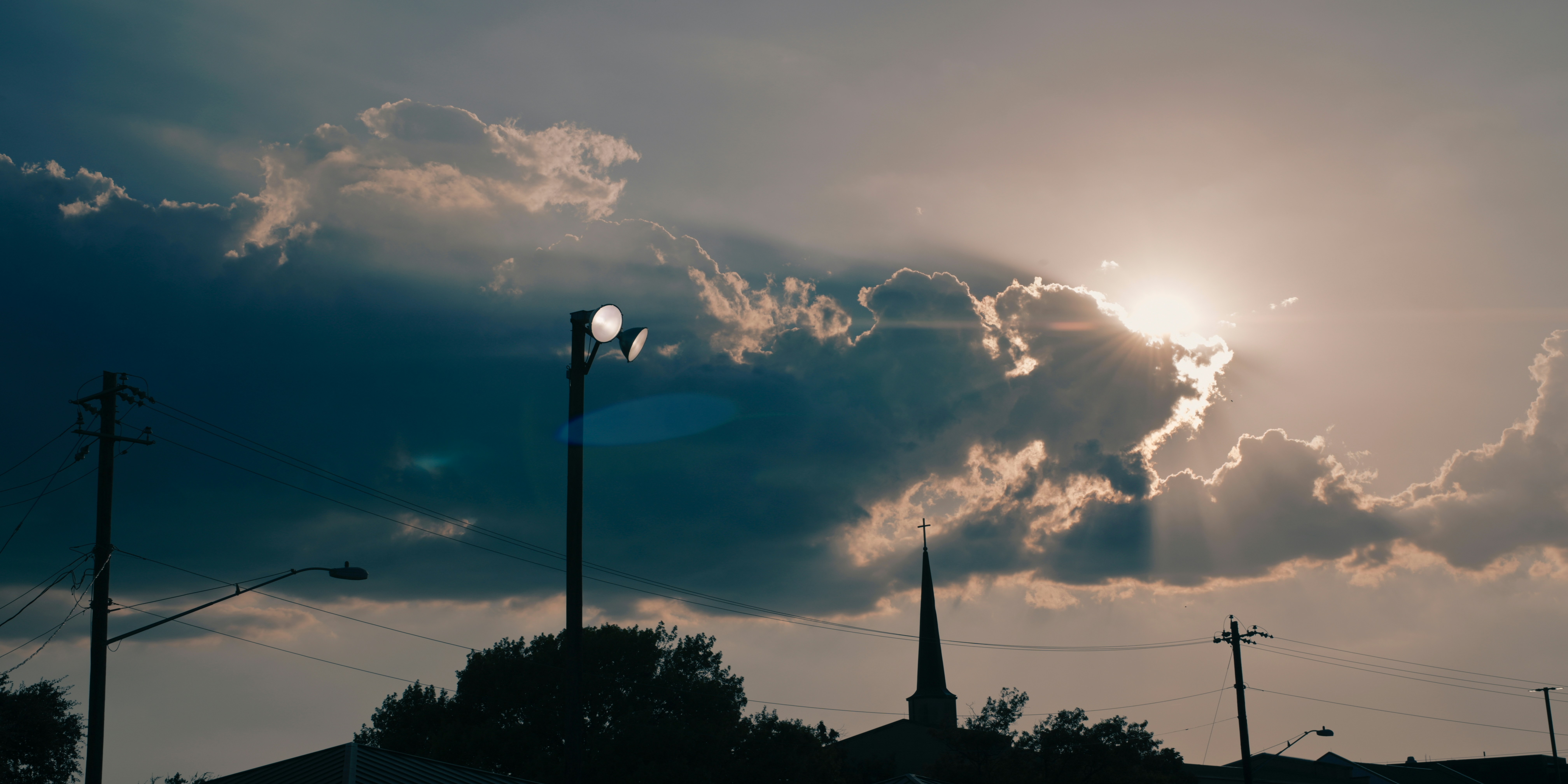 Golden Hour Silence Over a Suburban Skyline