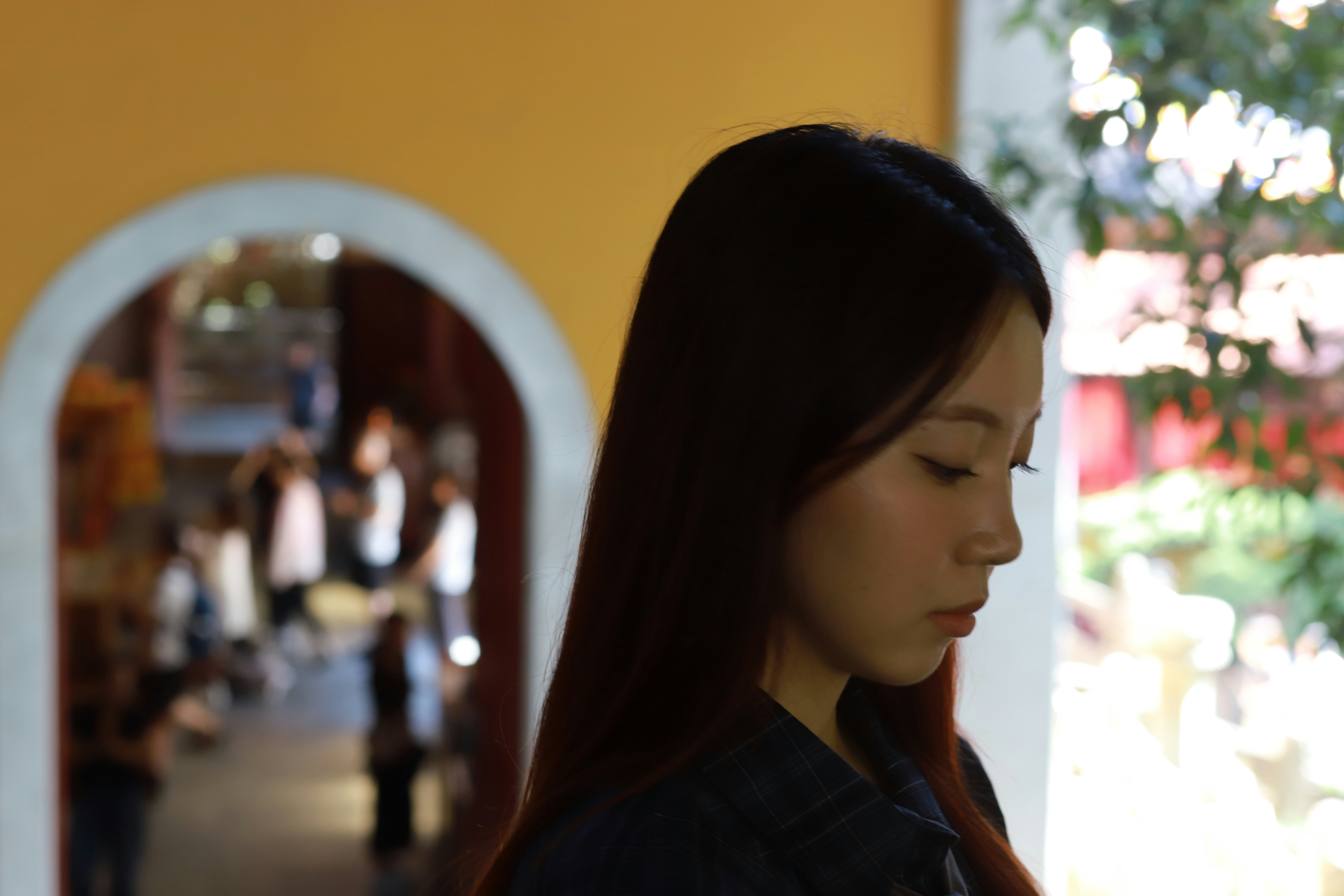 Portrait in Soft Backlight at the Temple Arch