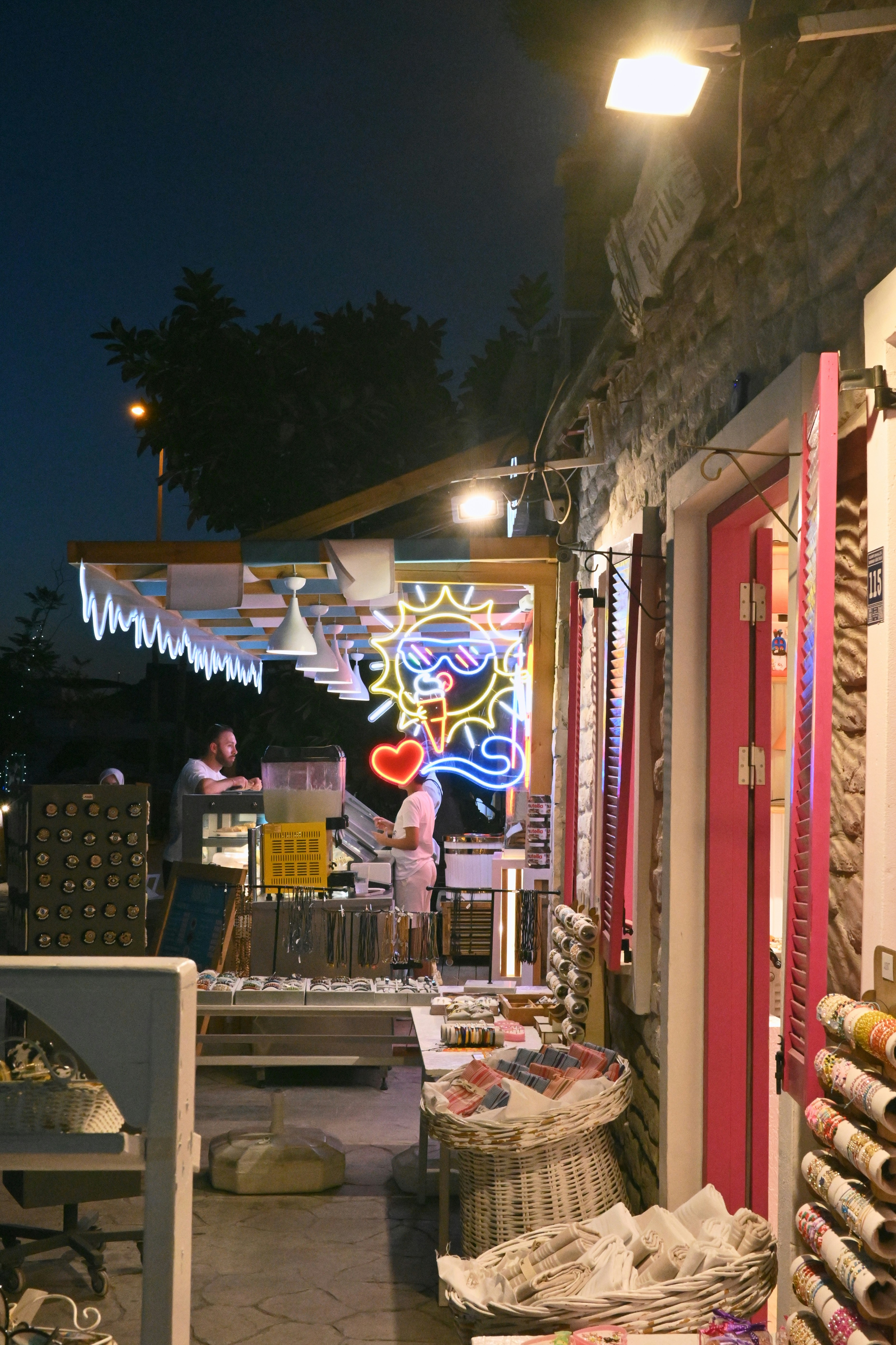 Neon Night Market: A Quiet Moment Under Street-Glow