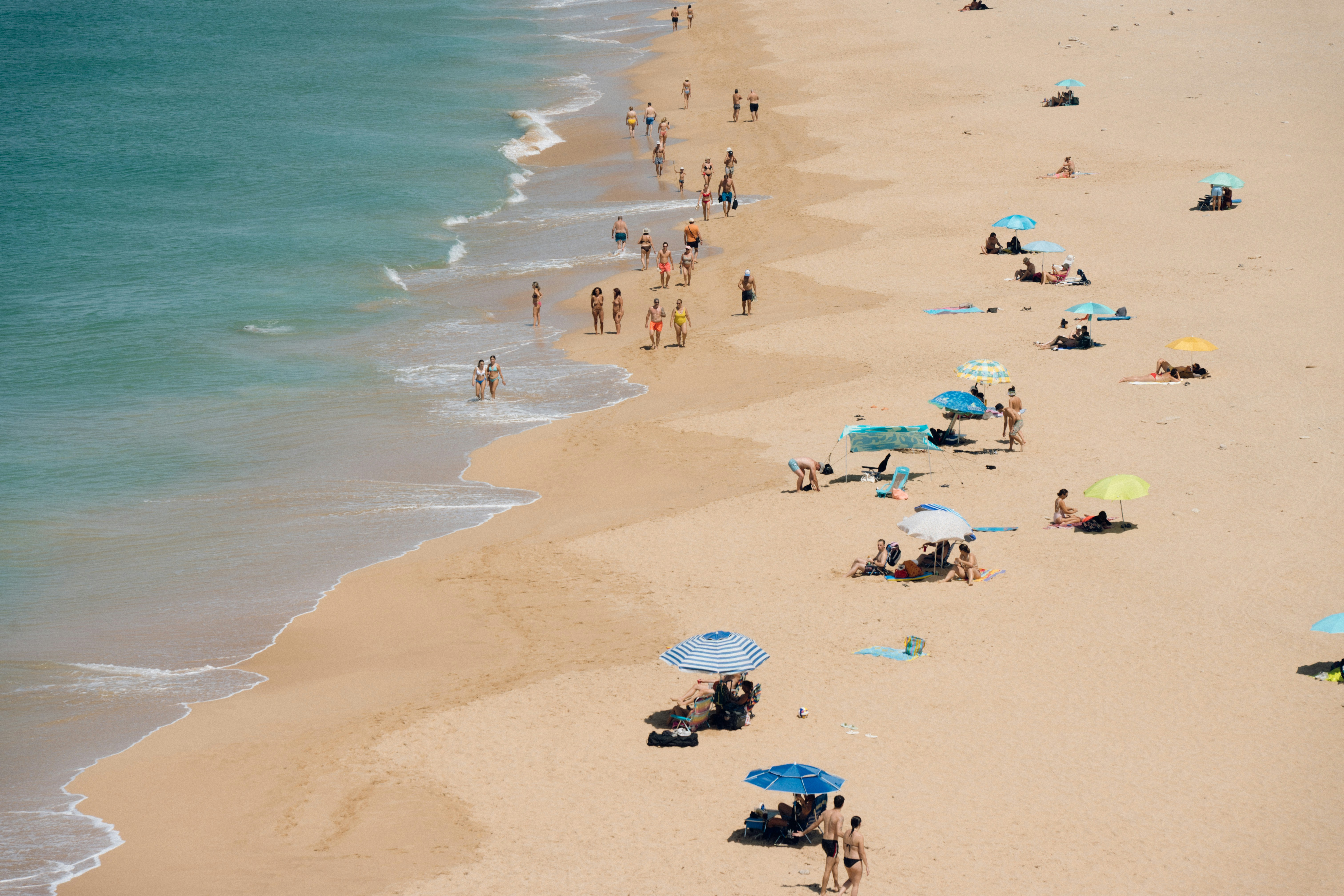 Sunlit Dune Parade: A Bird’s-eye Walk Along a Quiet Coastal Strip