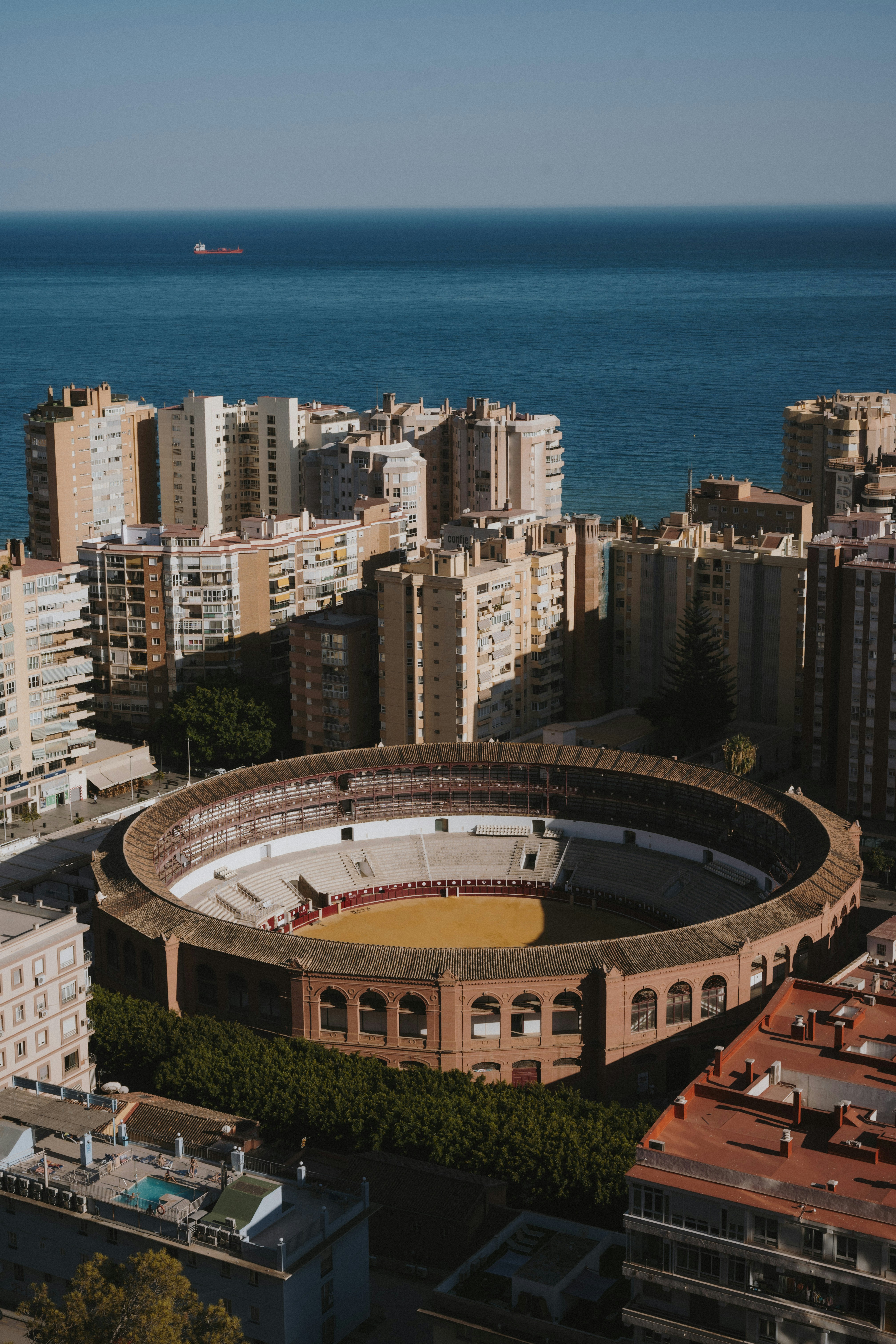 Circular Arena Overlooking the City and Sea