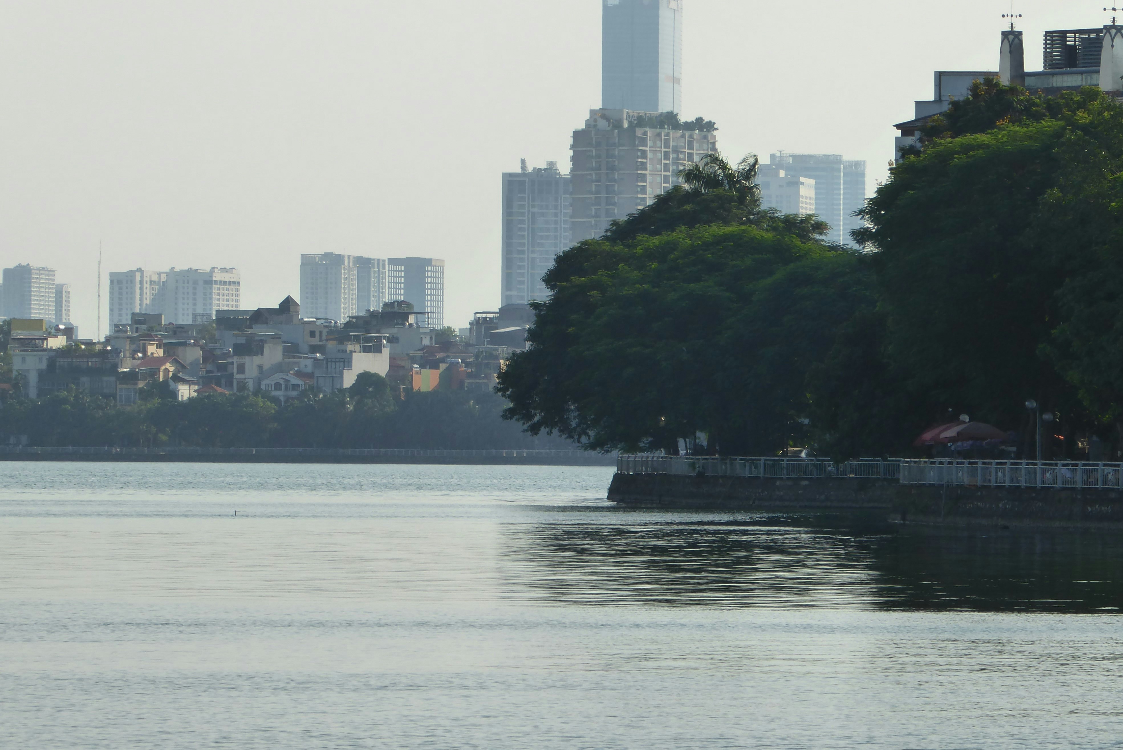 Urban Waterfront Silhouette: A Quiet City Edge by the River