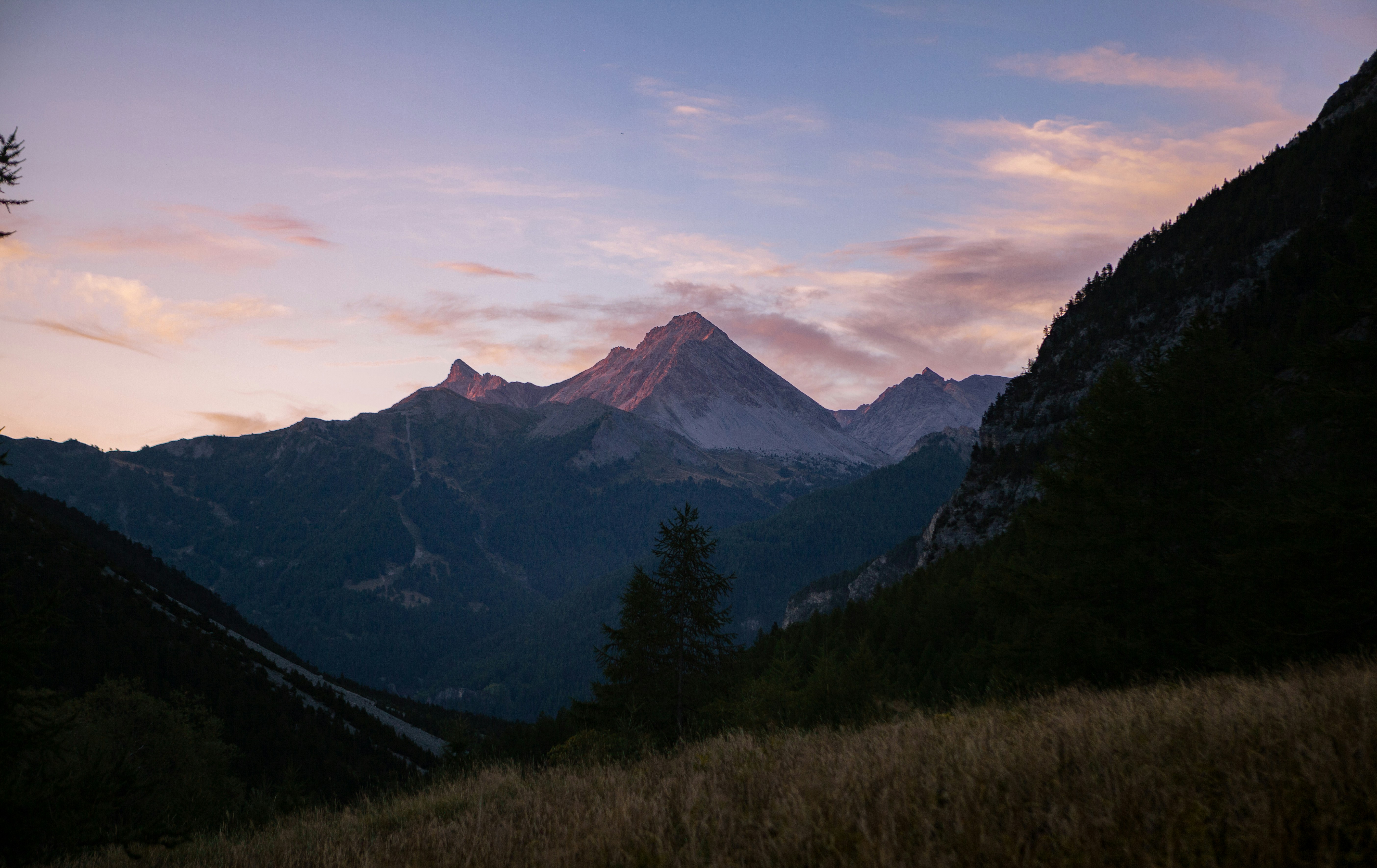 Dawn Summit: Silent Peaks Against a Velvet Sky