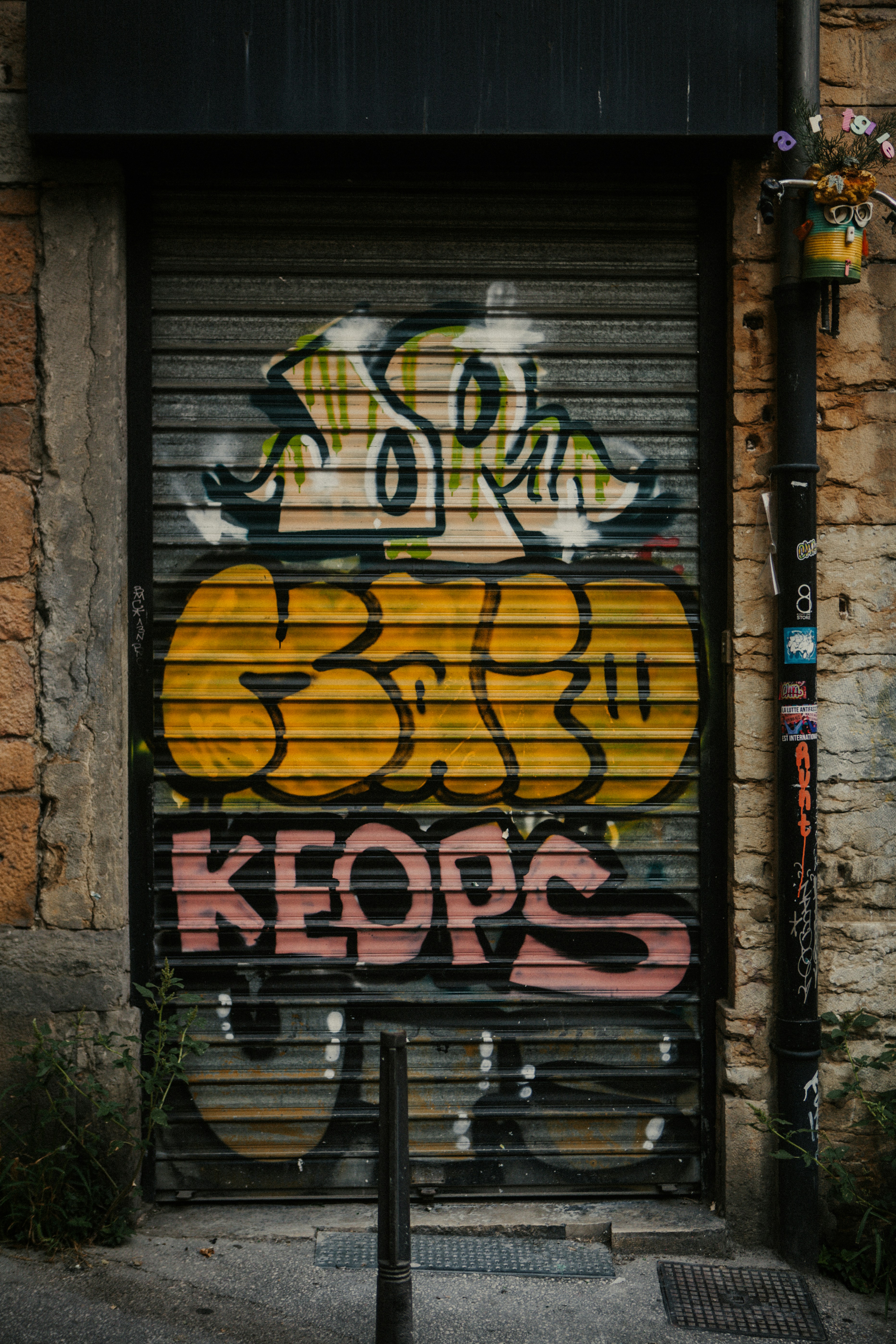 Closed Gate of Color: A Street Graffiti Scene on a Shutter