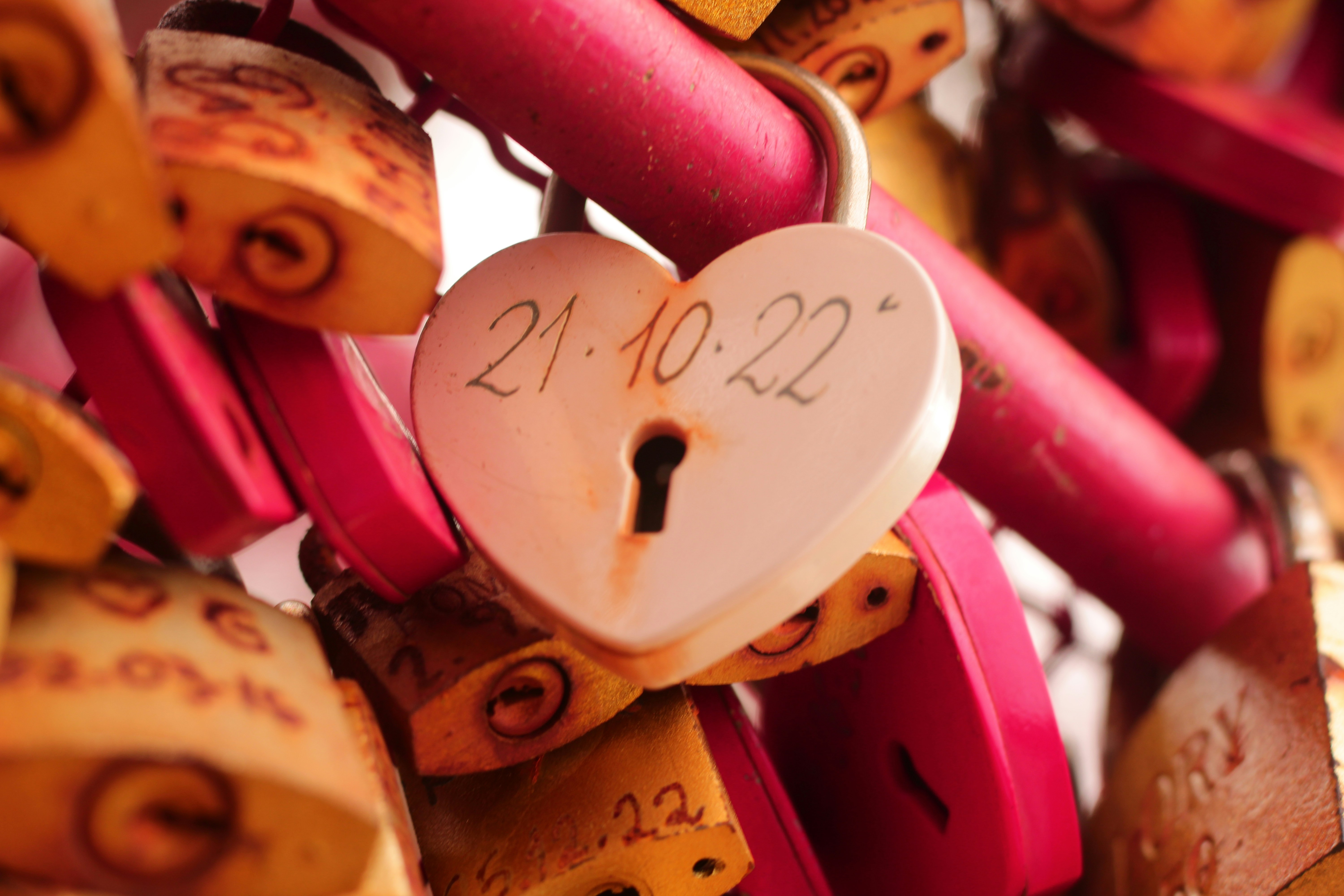 Locked in Love: A Heart-Shaped Padlock Among thousands