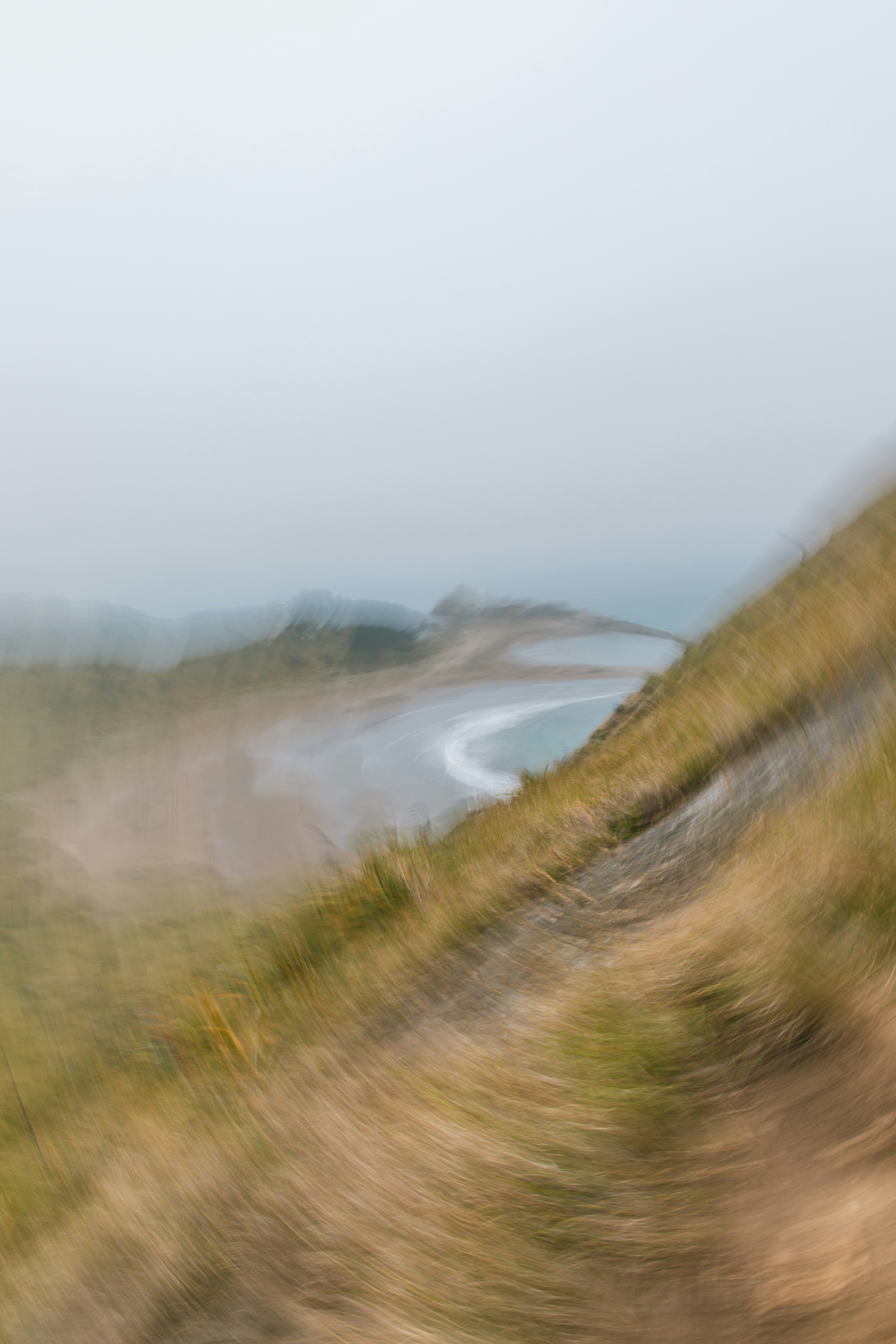 Blurry Coastal Dunes: A Tilt-Shift Moment on the Shore