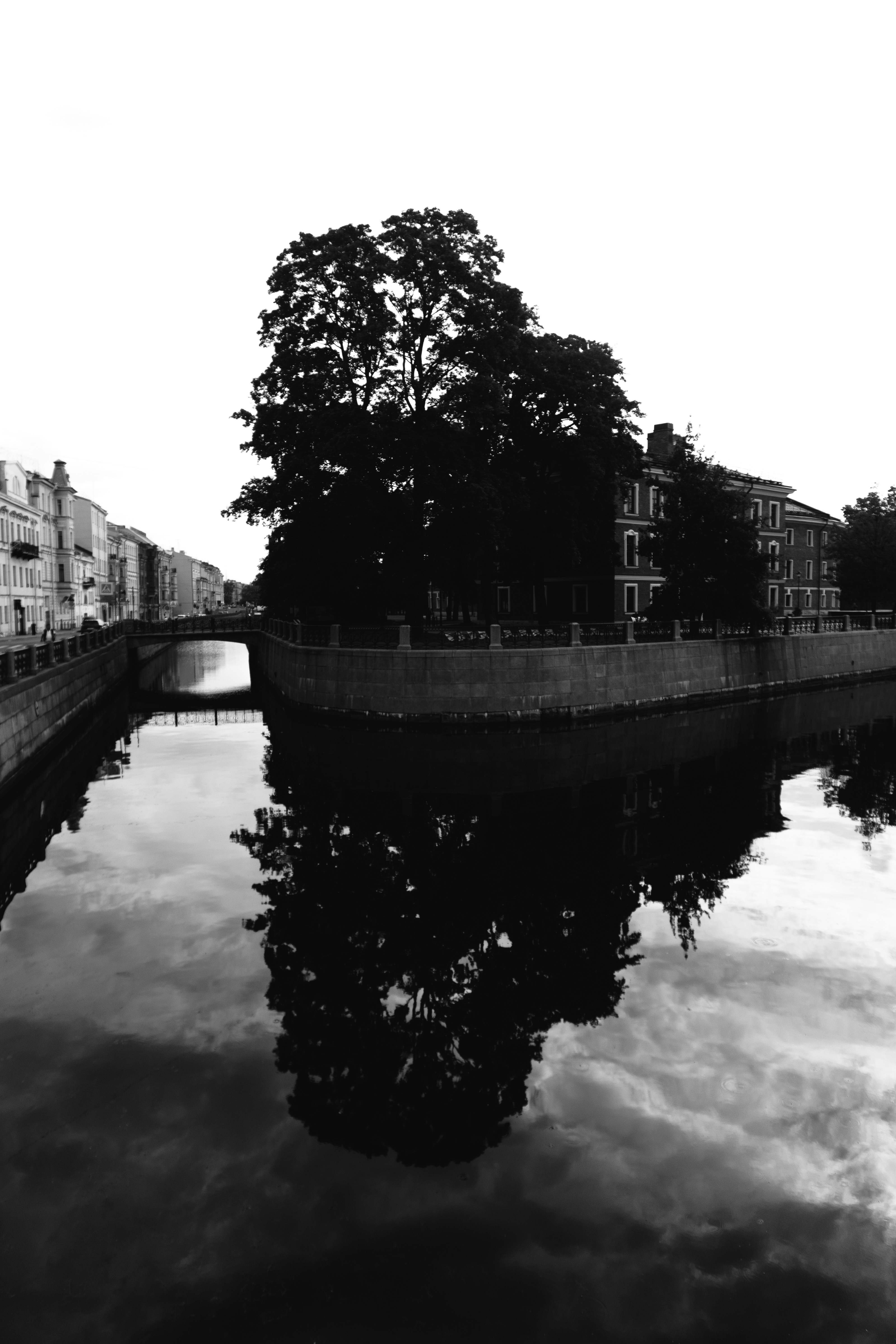 Twin Reflections over a Quiet Canal