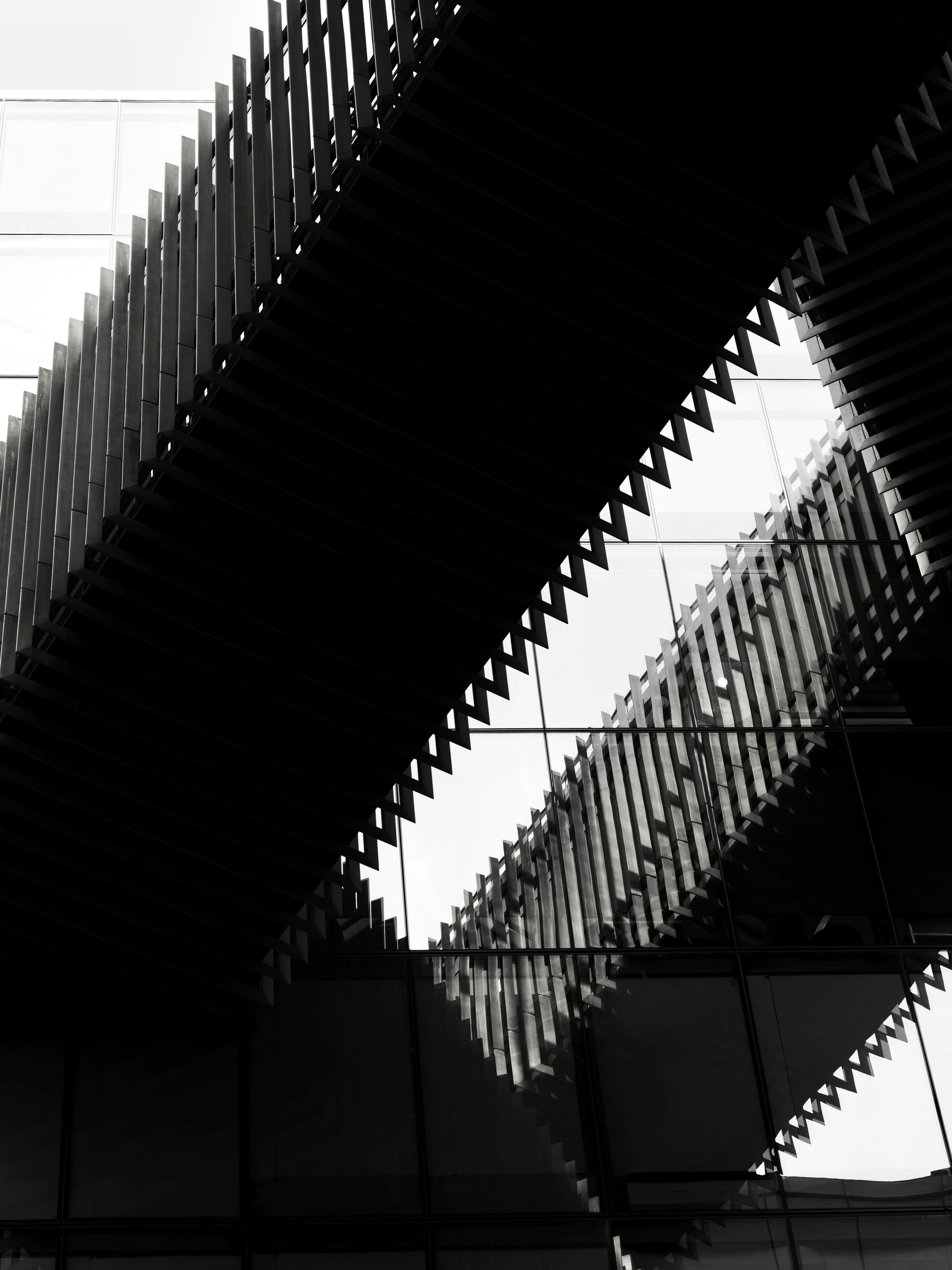 Intersecting Shadows: Architectural Rhythm in Black and White