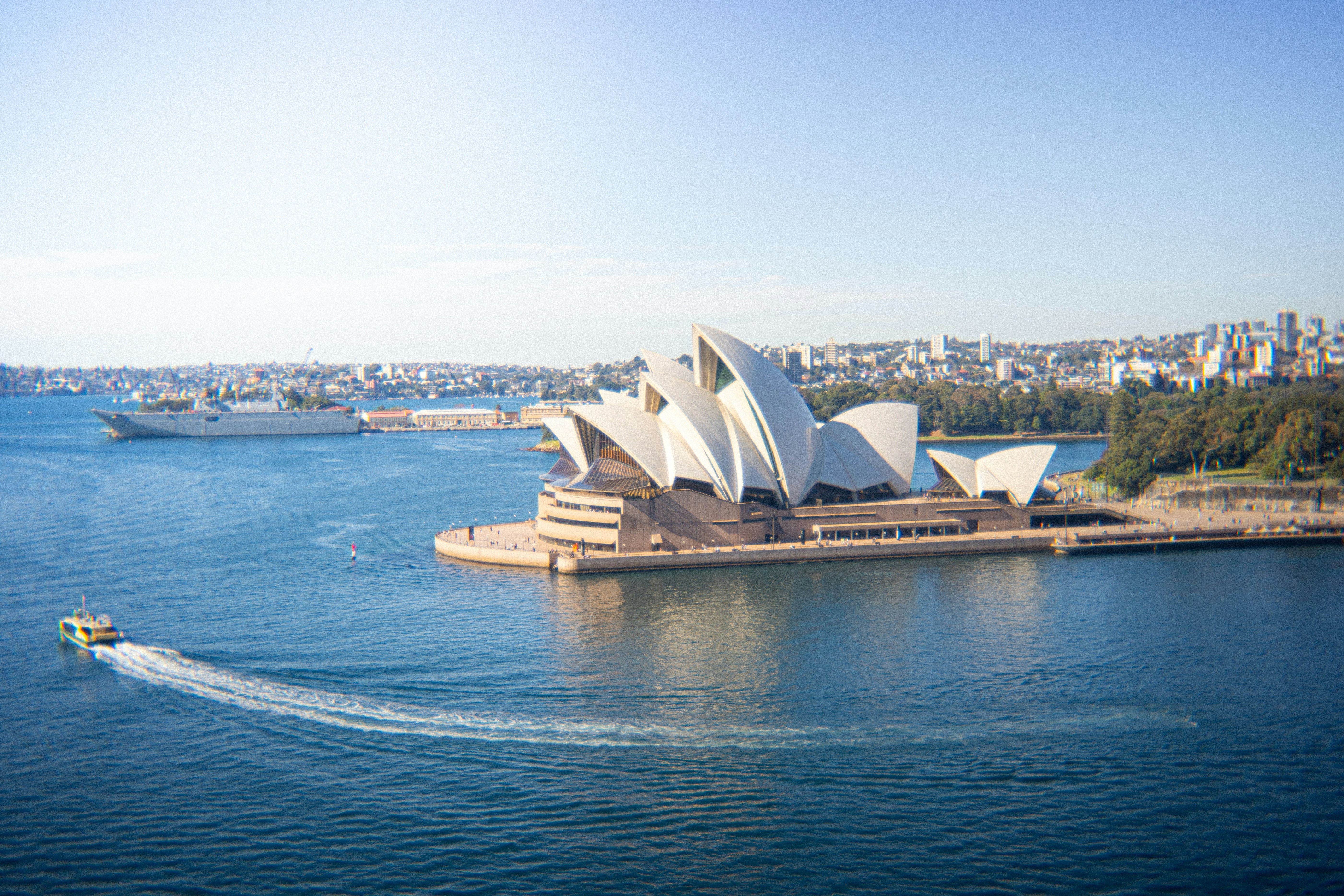 Sailing past the Sydney Opera House at golden hour