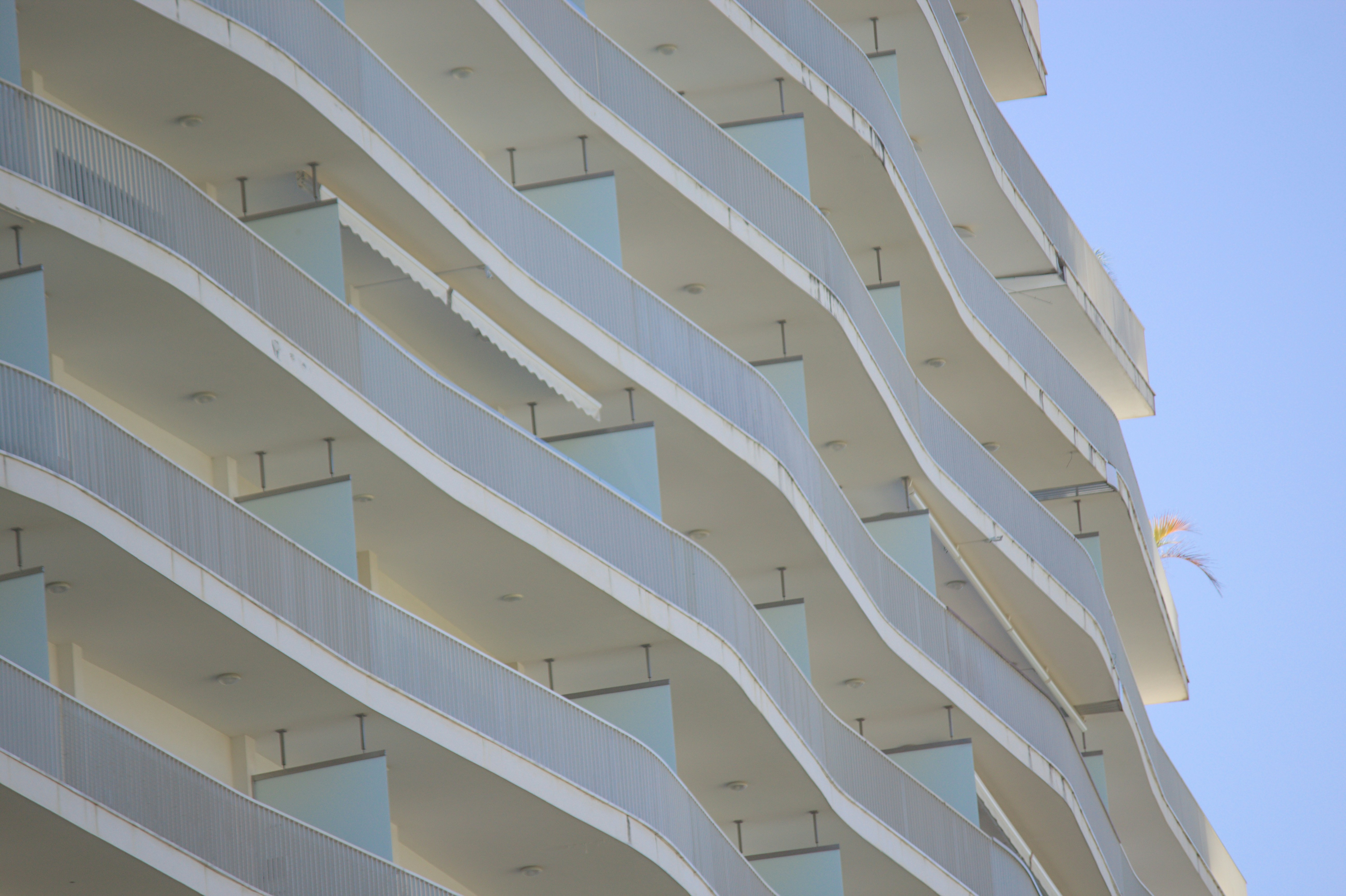 Curved balconies in soft daylight