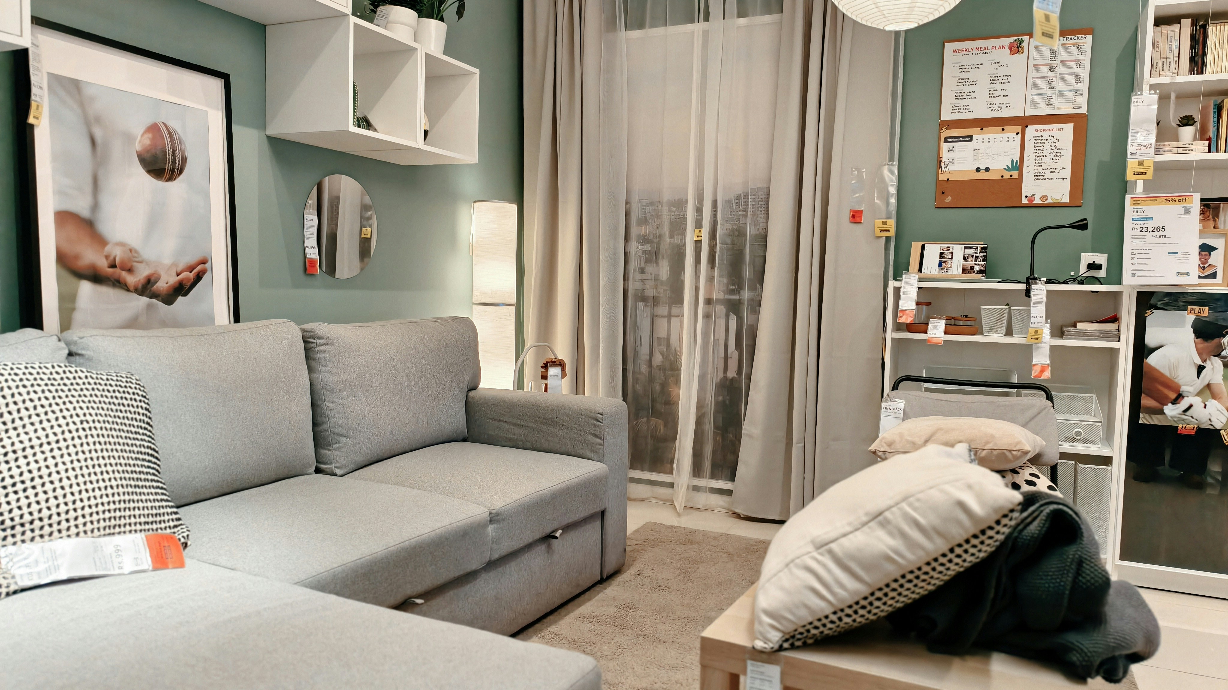 Cozy Clinic Lounge: Sunlit Sofa and Desk in a Quiet Waiting Area