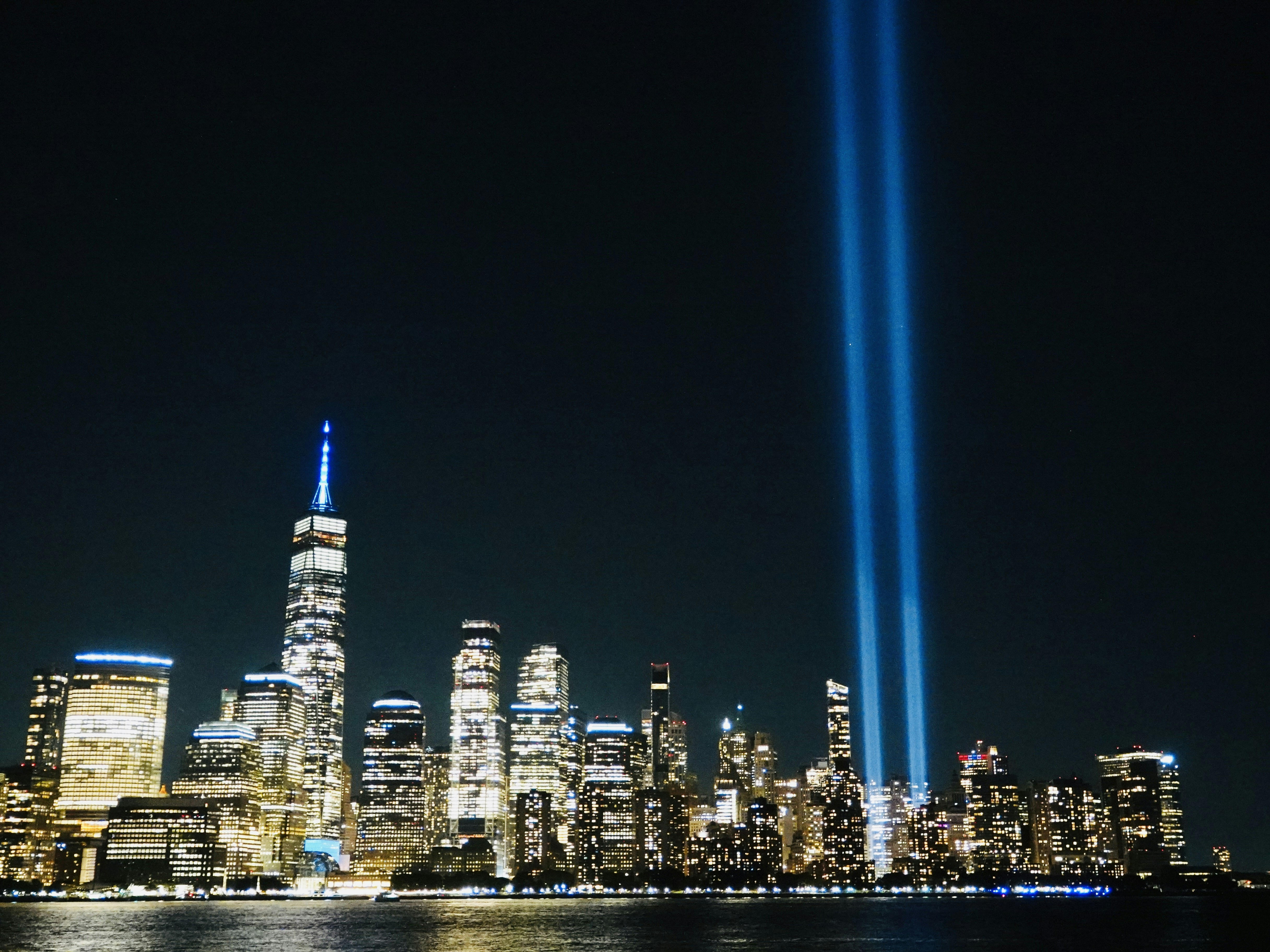 Beams and Bright Towers: Nightfall Over the Lower Manhattan Horizon
