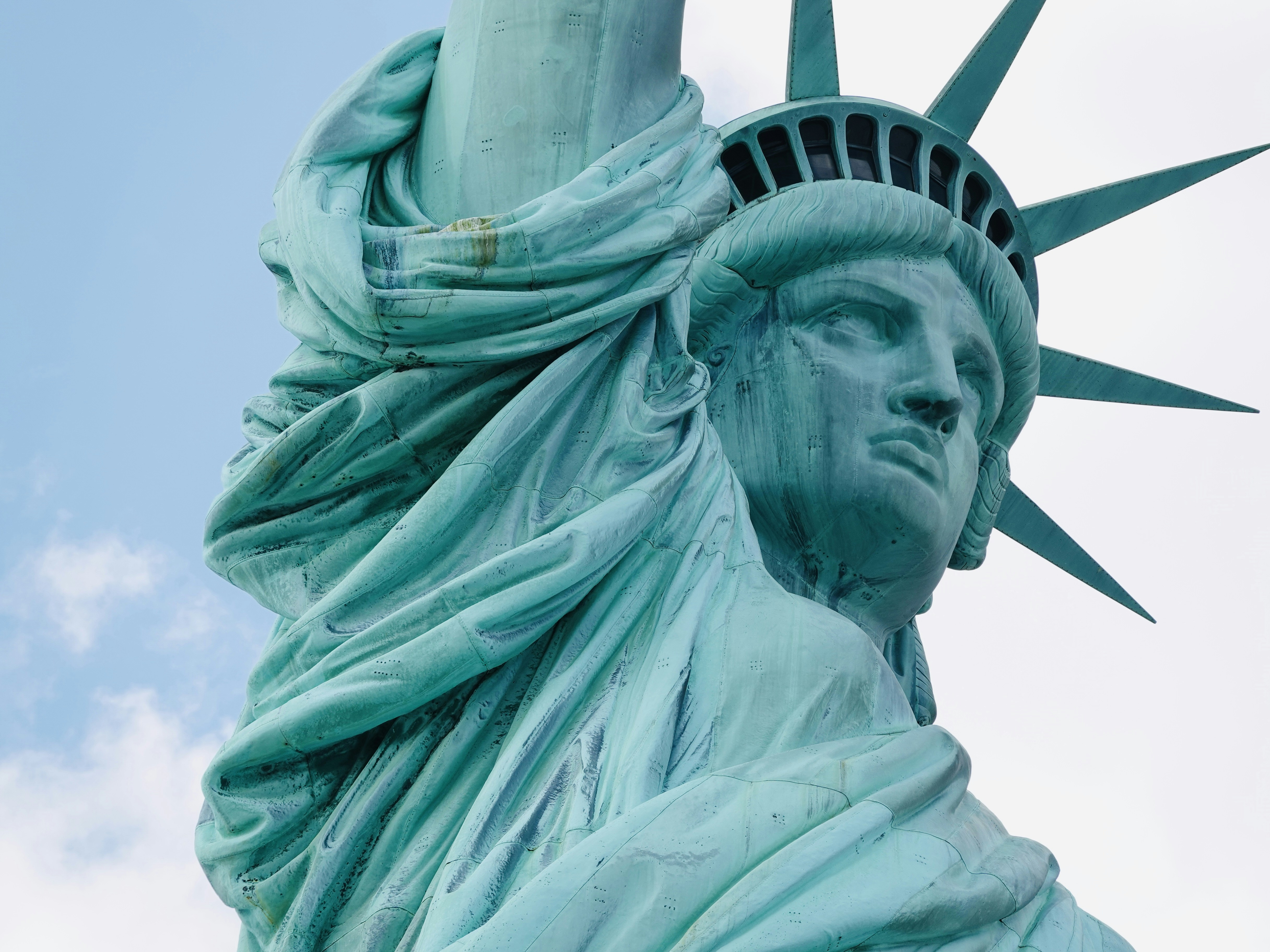 Coppered Crown: A Close View of the Statue of Liberty's Gaze
