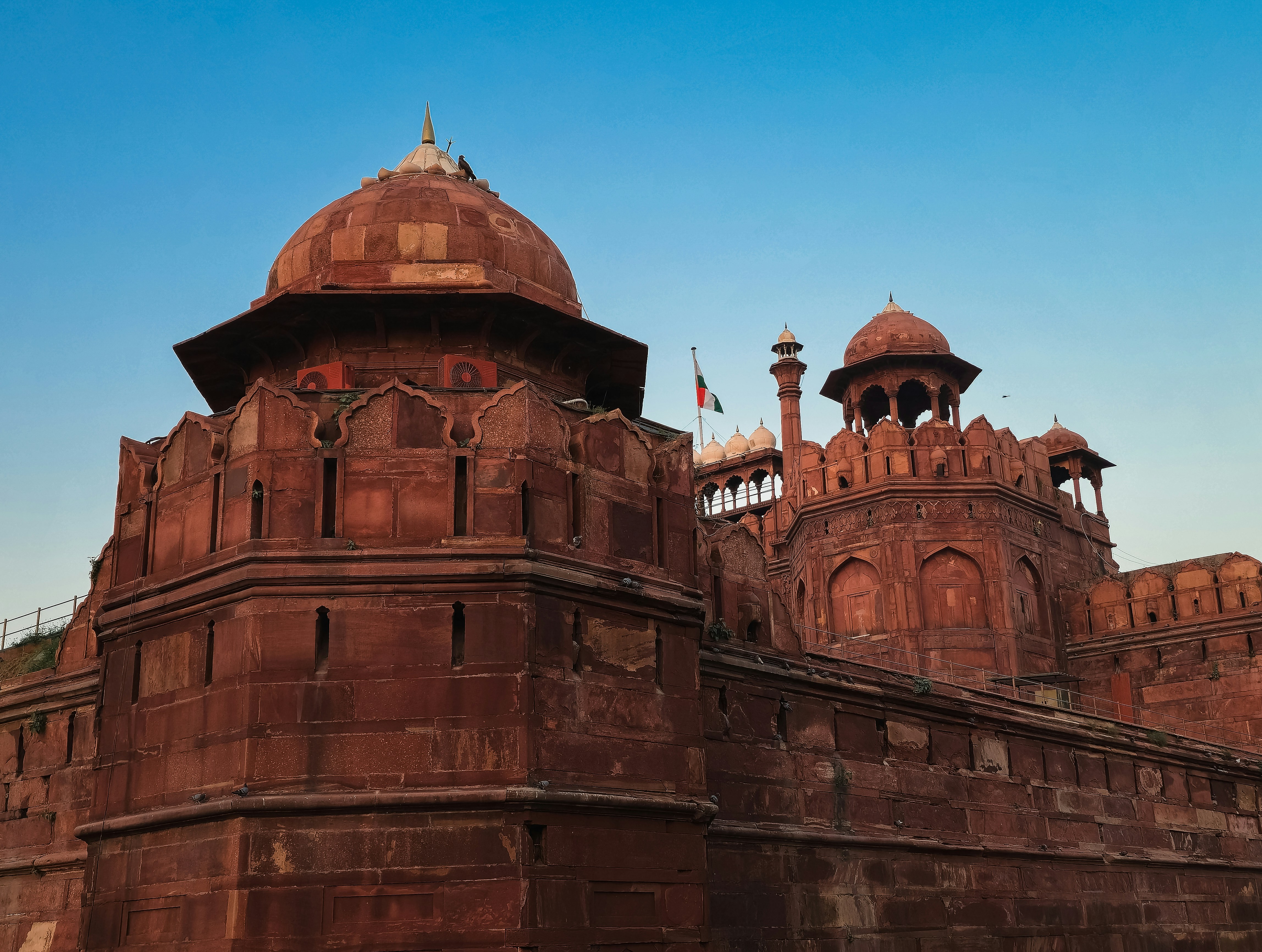 Red Fortress of Dawn: Carved Sandstone and Sky