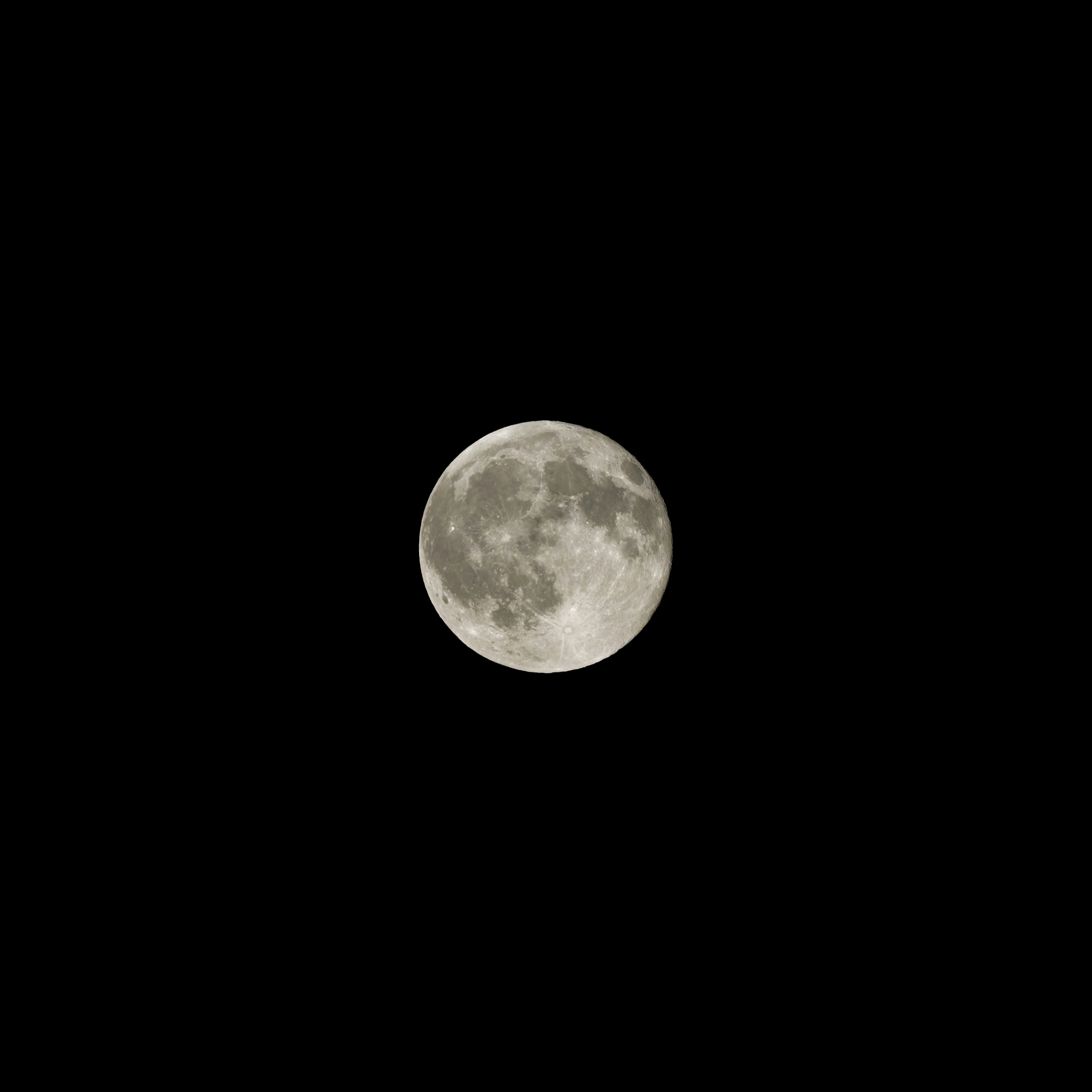 Bright full Moon against a deep black sky, isolated and centered with subtle crater detail highlighted. A crisp celestial subject with minimal surrounding context.