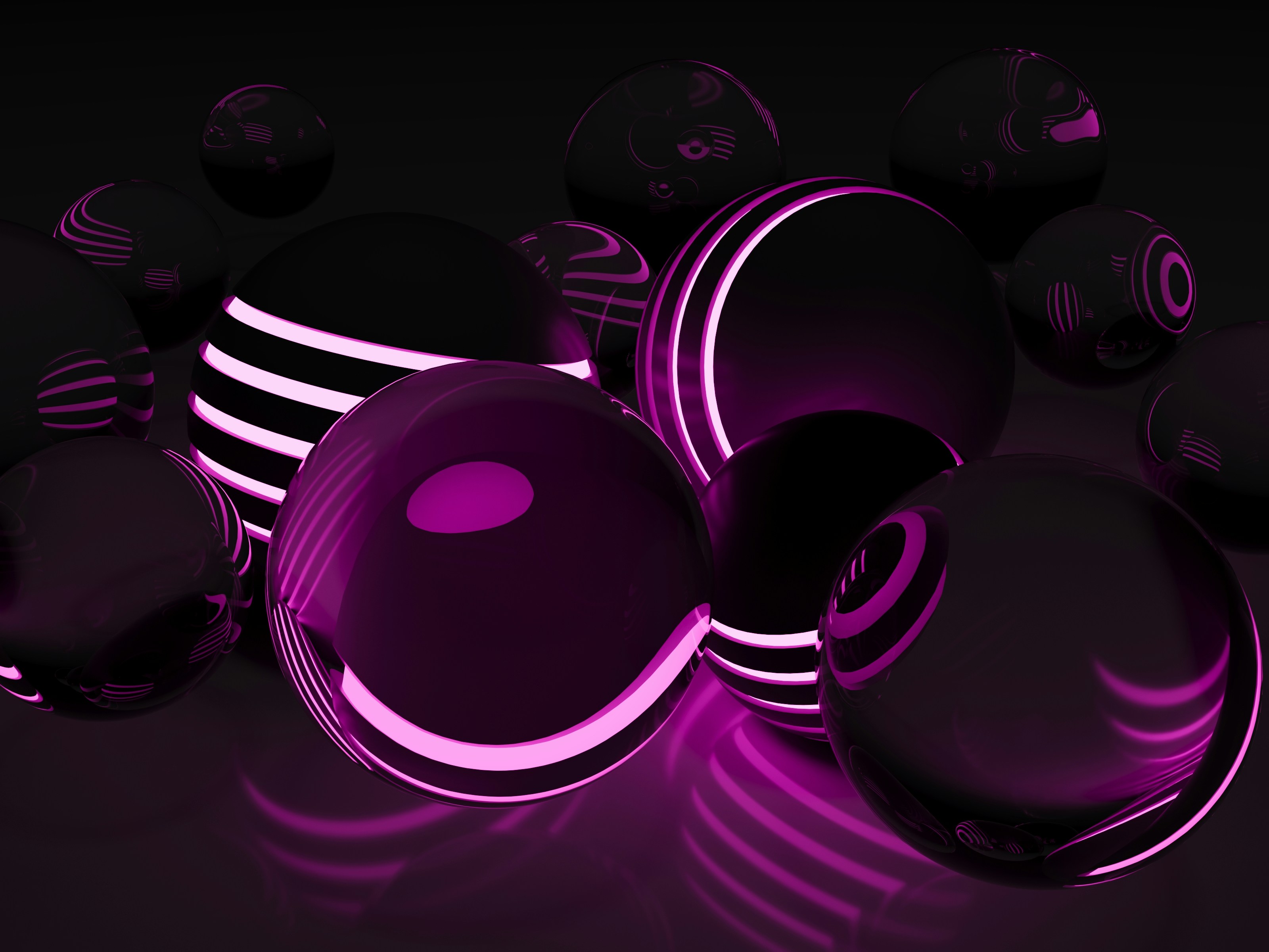 Neon Orbs in Velvet Void