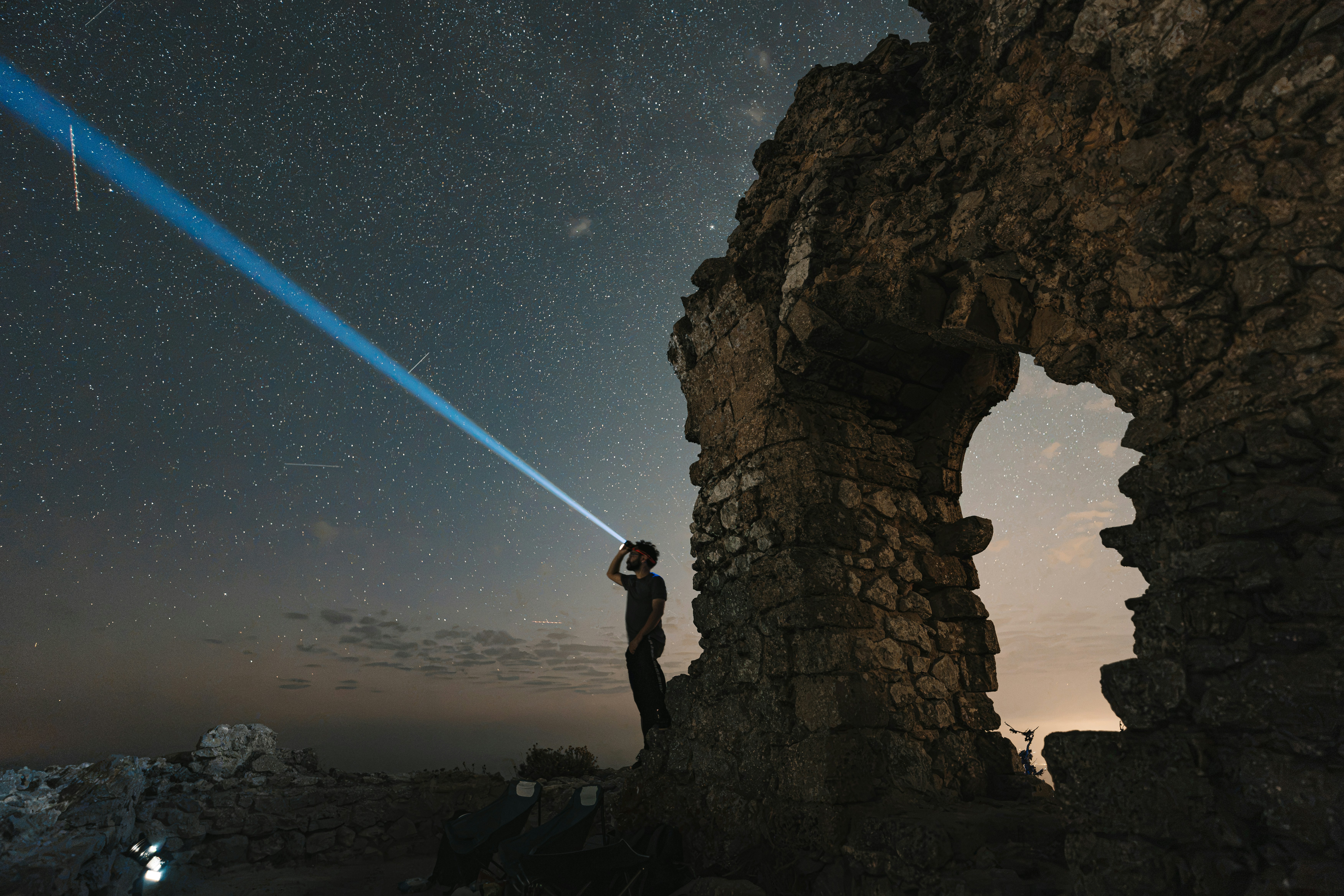 Night Wanderer: A Laser Beam Bares the Horizon