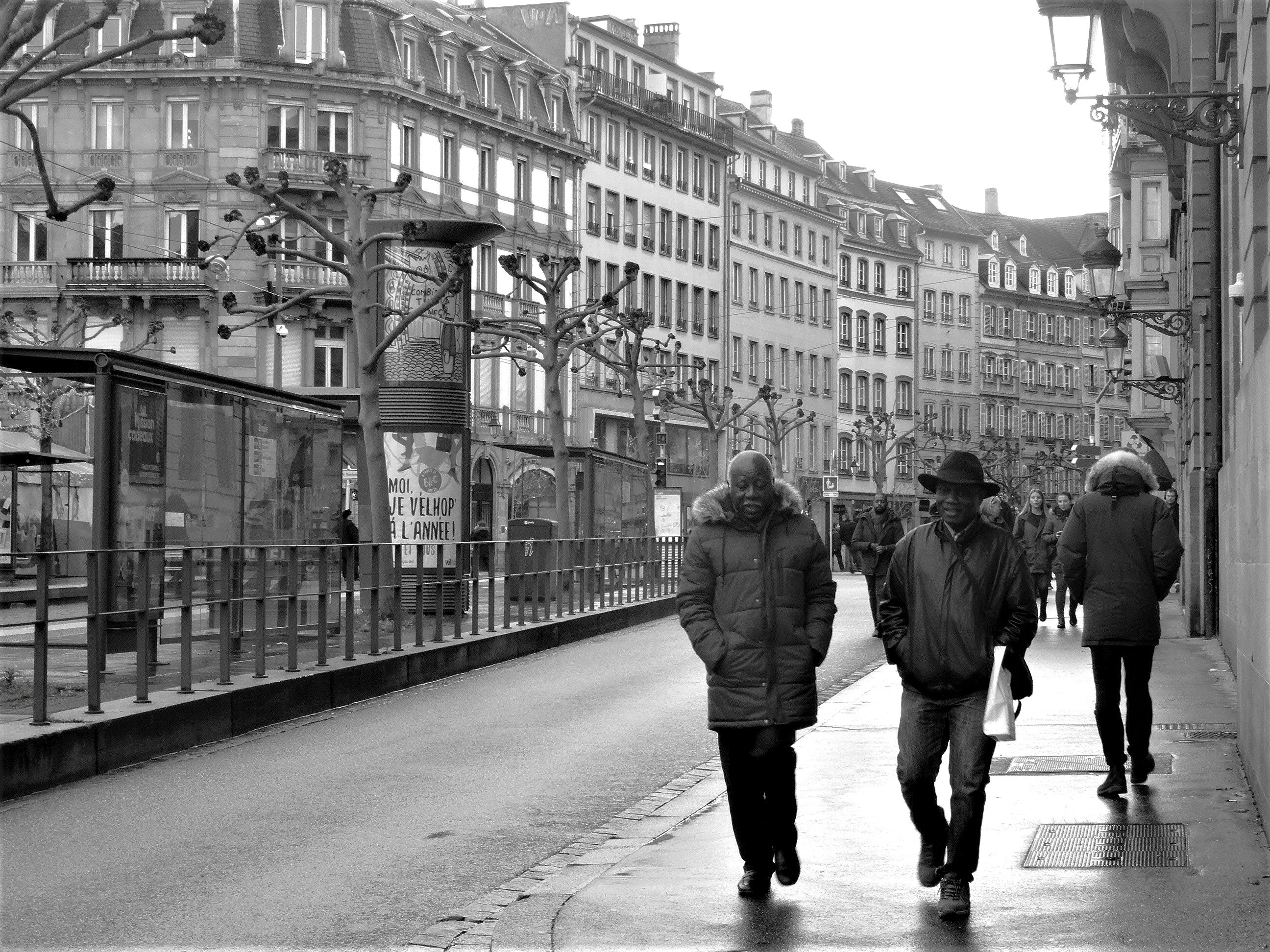 City Walk in Monochrome: Quiet Moments Between Passersby
