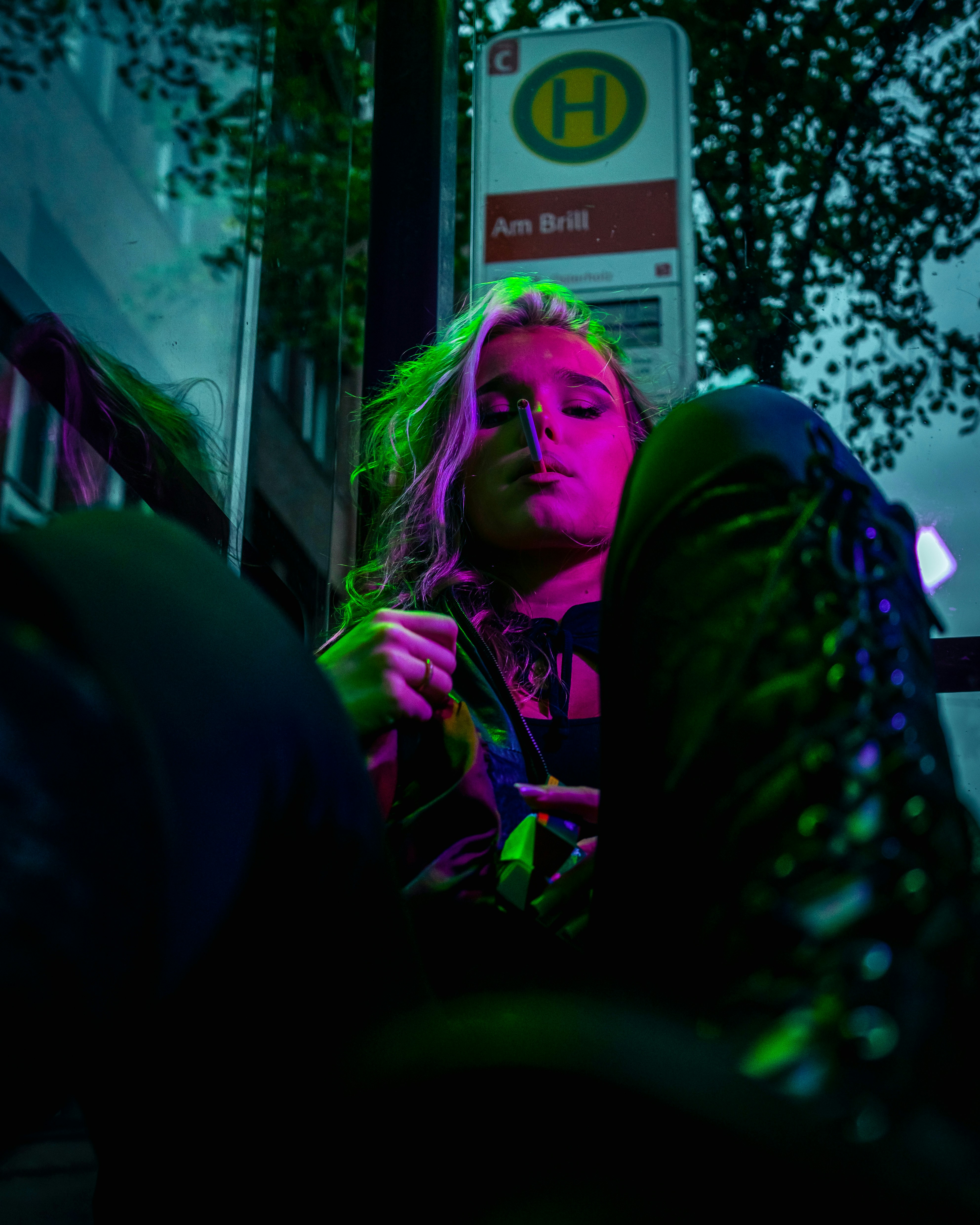 Neon Pulse at the Bus Stop