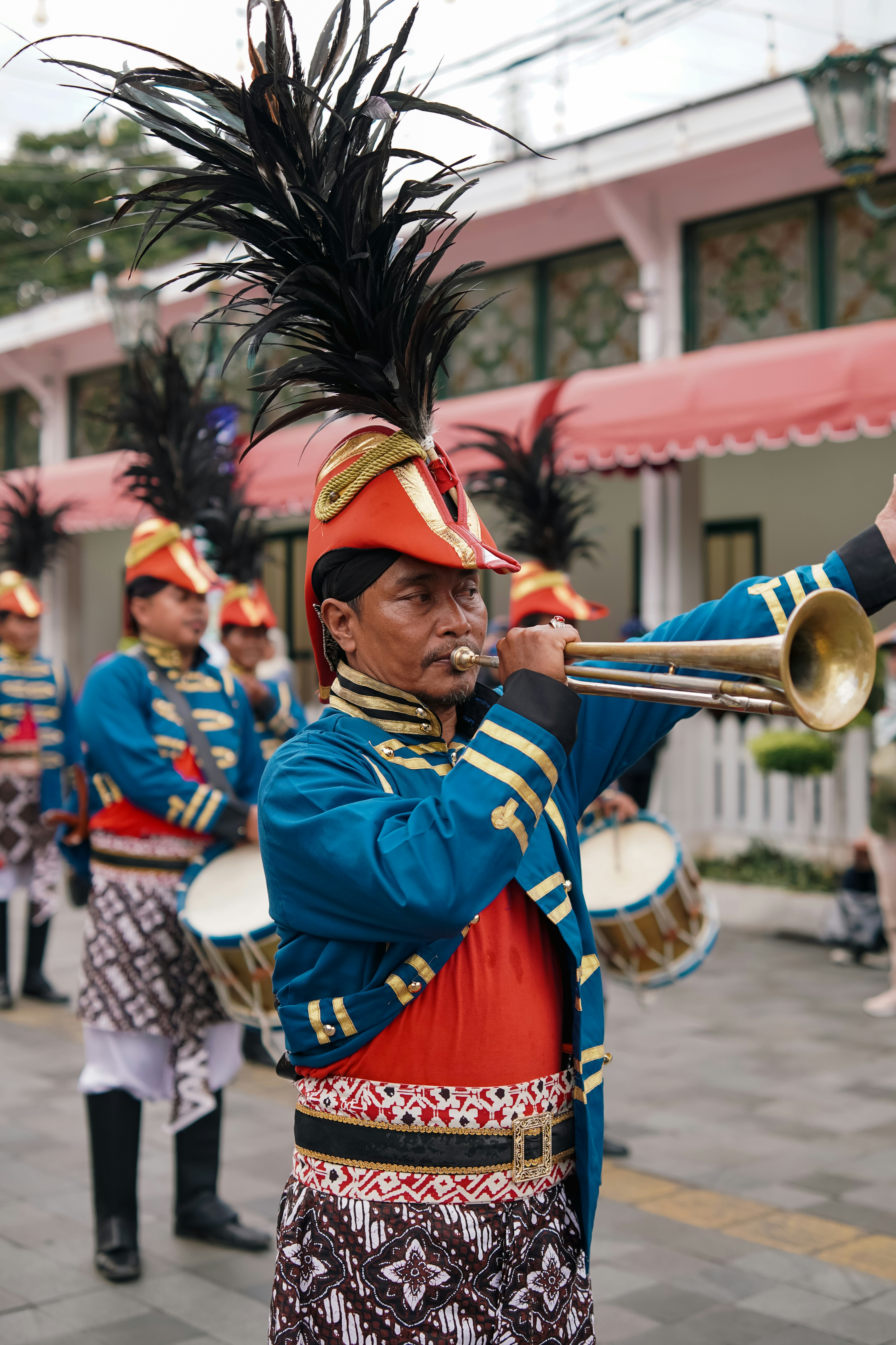 Brass Cadence: A Parade of Feathers and Trumpets