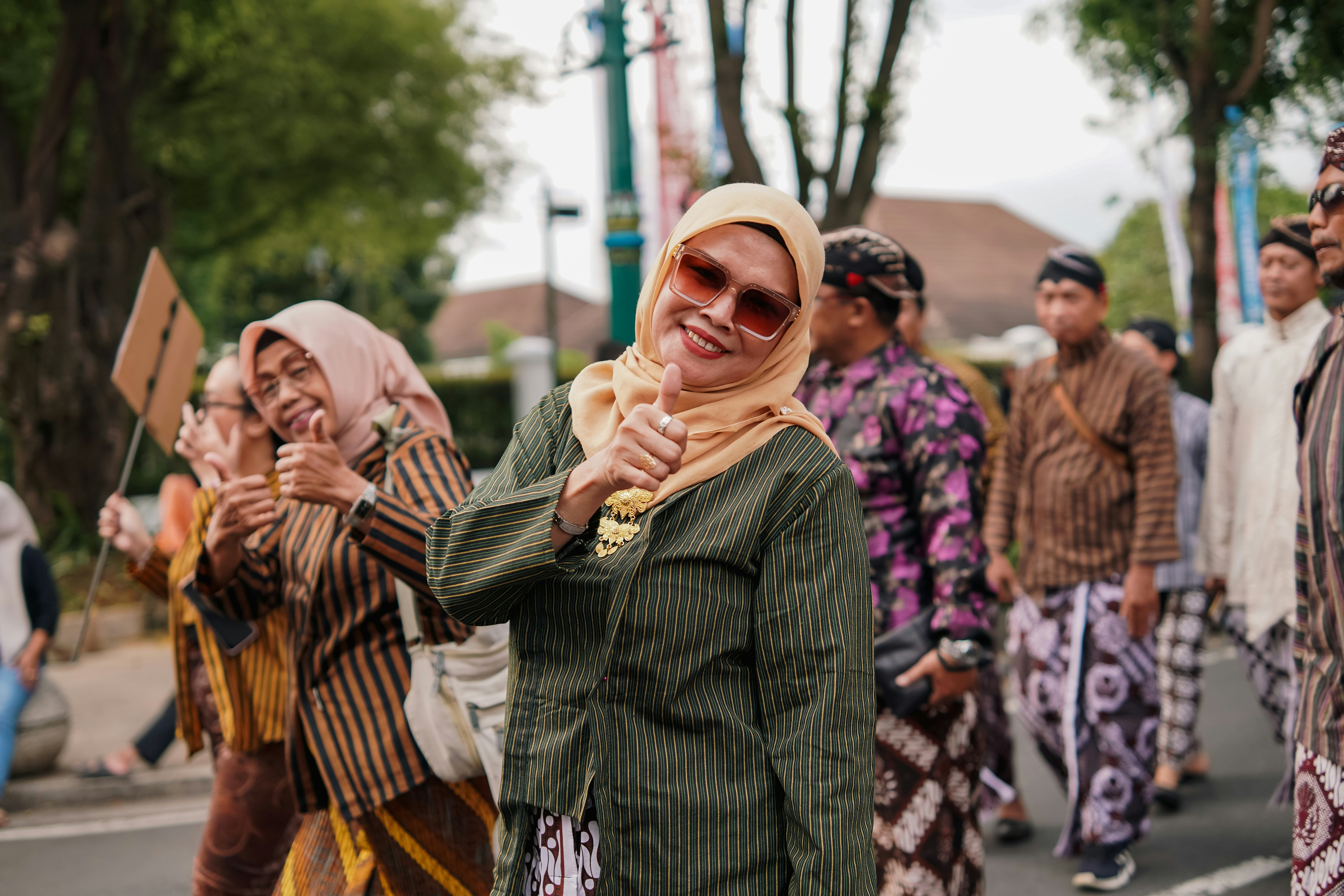 Joyful Leader in a Colorful Parade