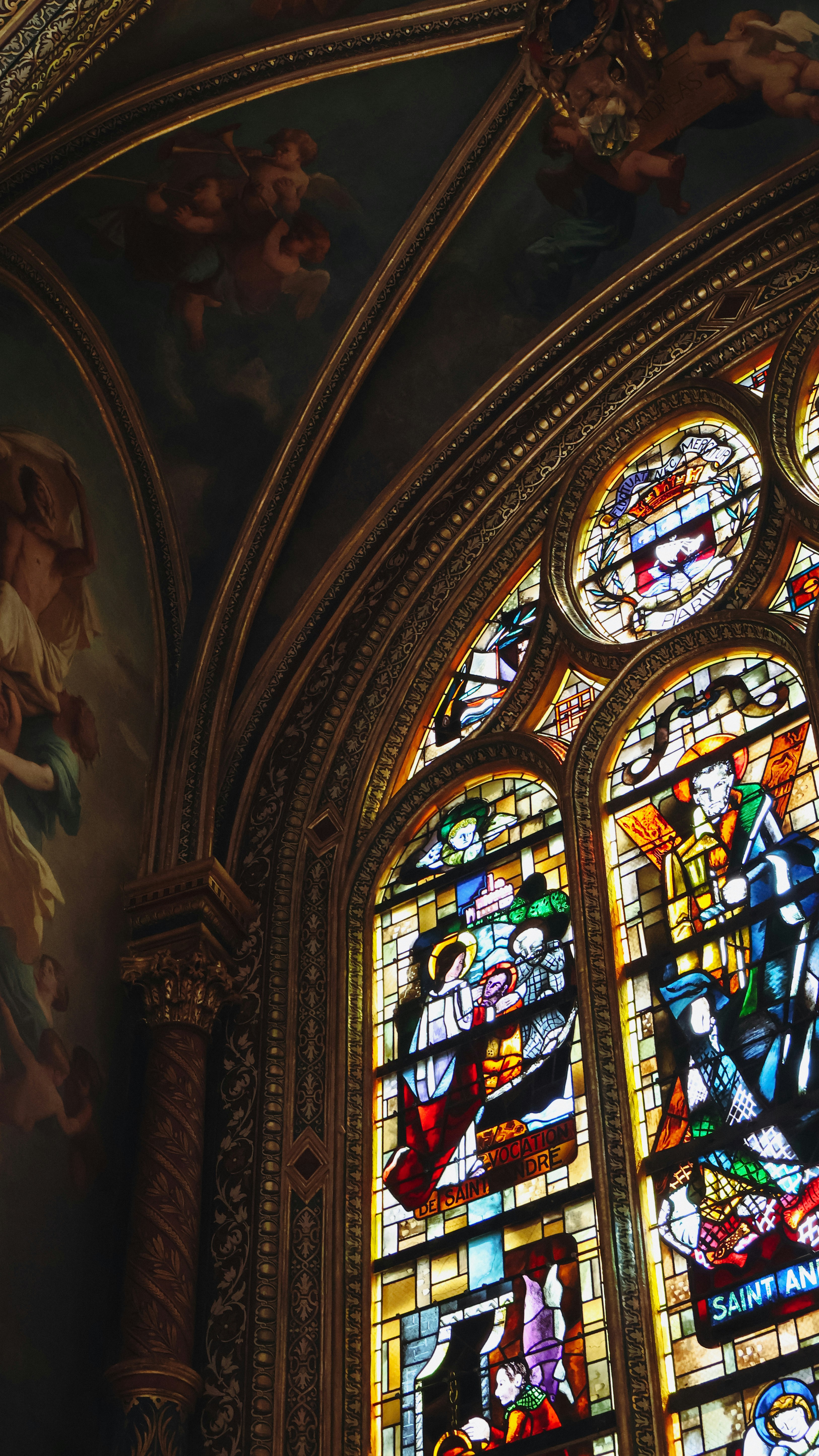 Stained Glass Reverie: Light Filtering Through Sacred Arches