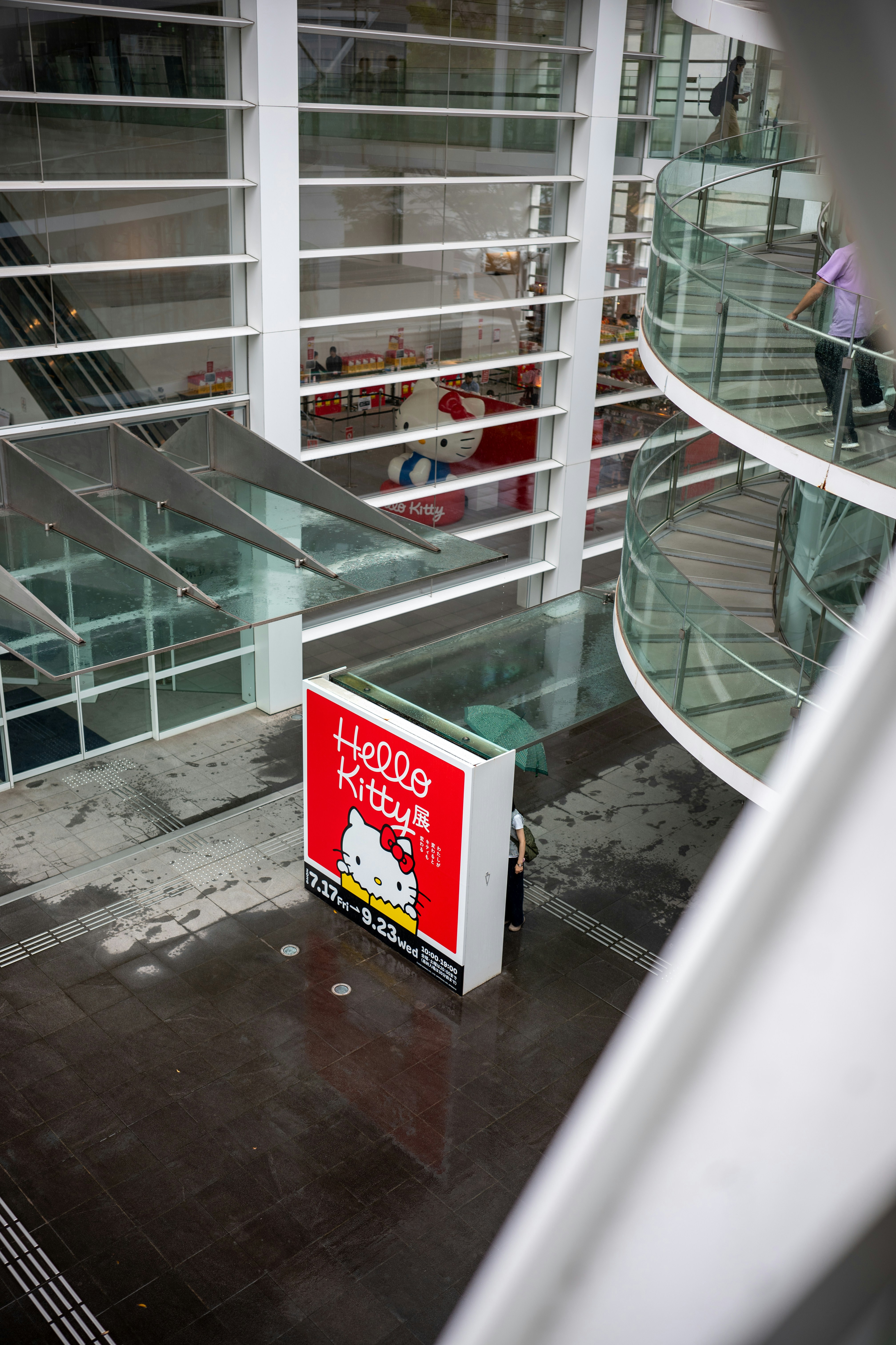 Hello Kitty Billboard in a Contemporary Atrium