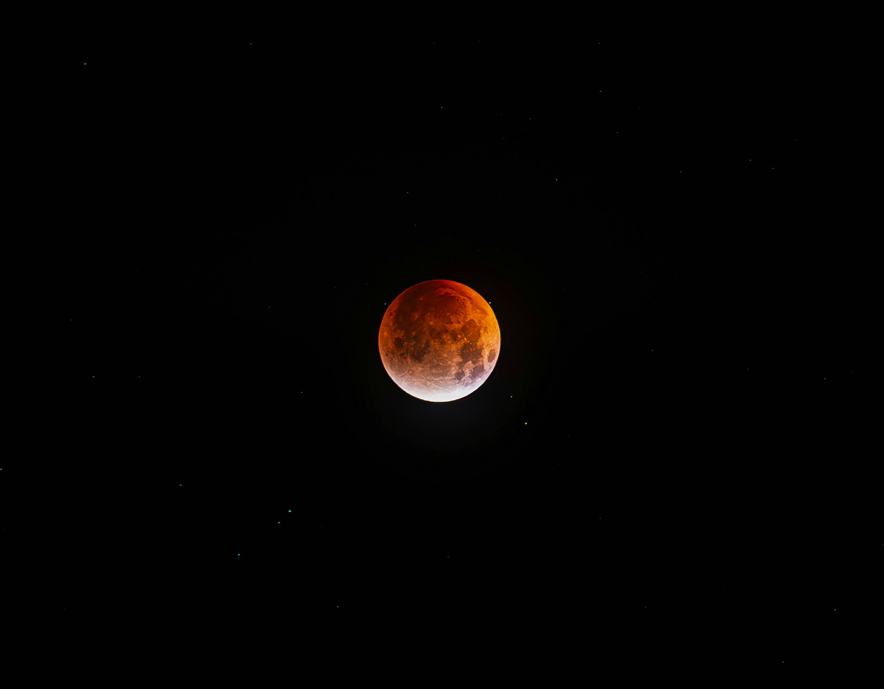 Lunar Eclipse: A Blood Moon Quietly Rises Above Starfield