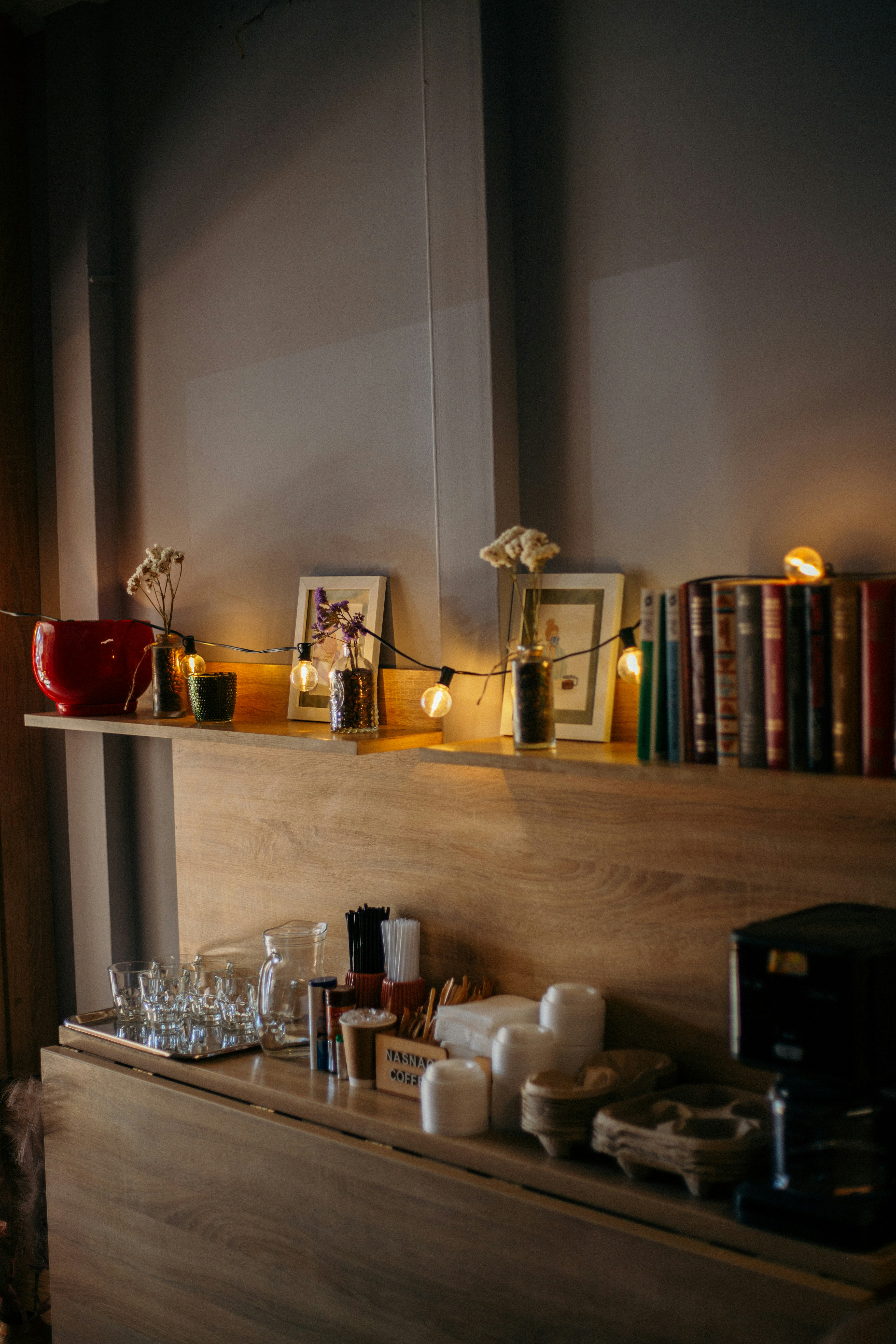 Warm Shelf lights and Cozy Corner Studio