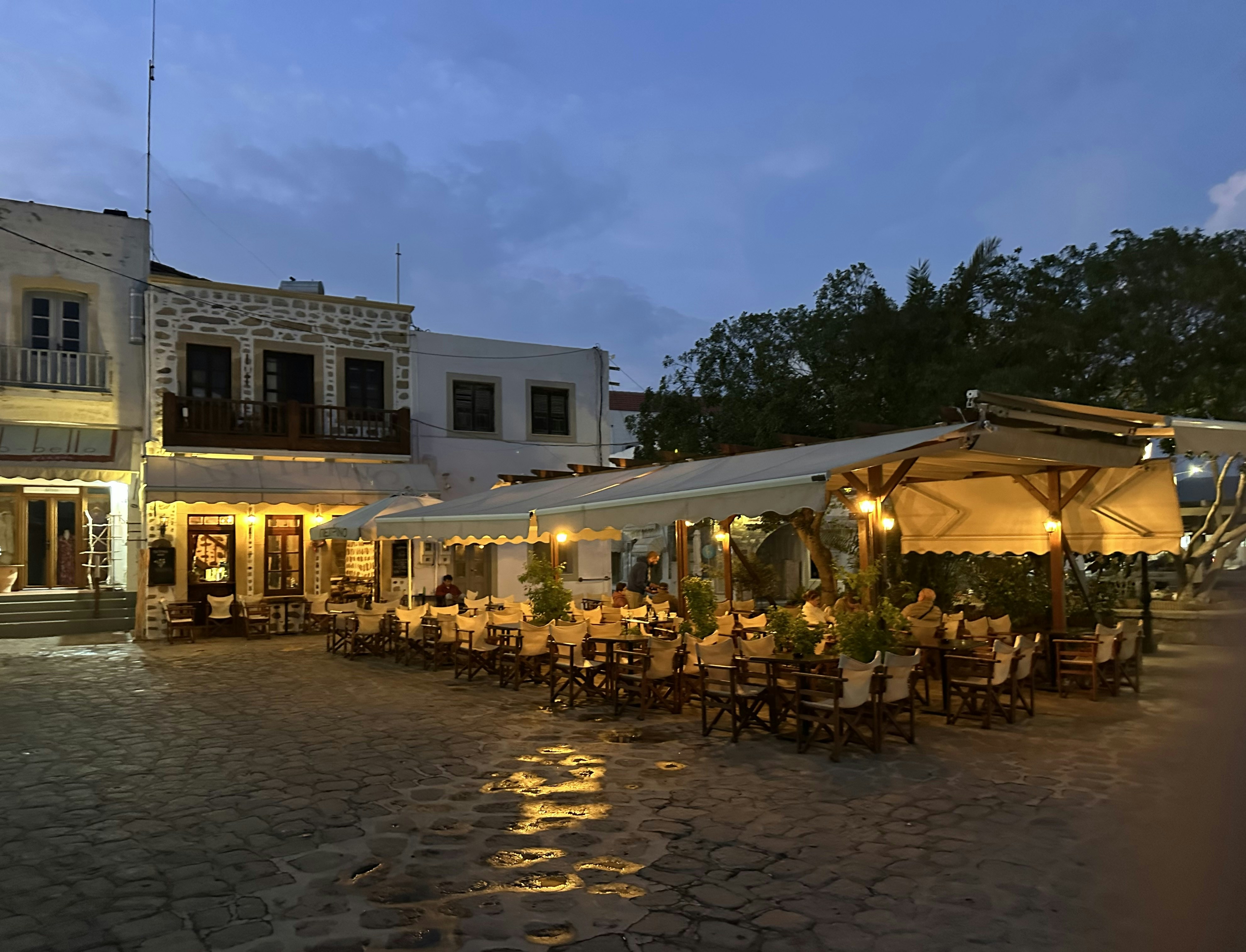 Evening Lanterns Over the Village Terrace