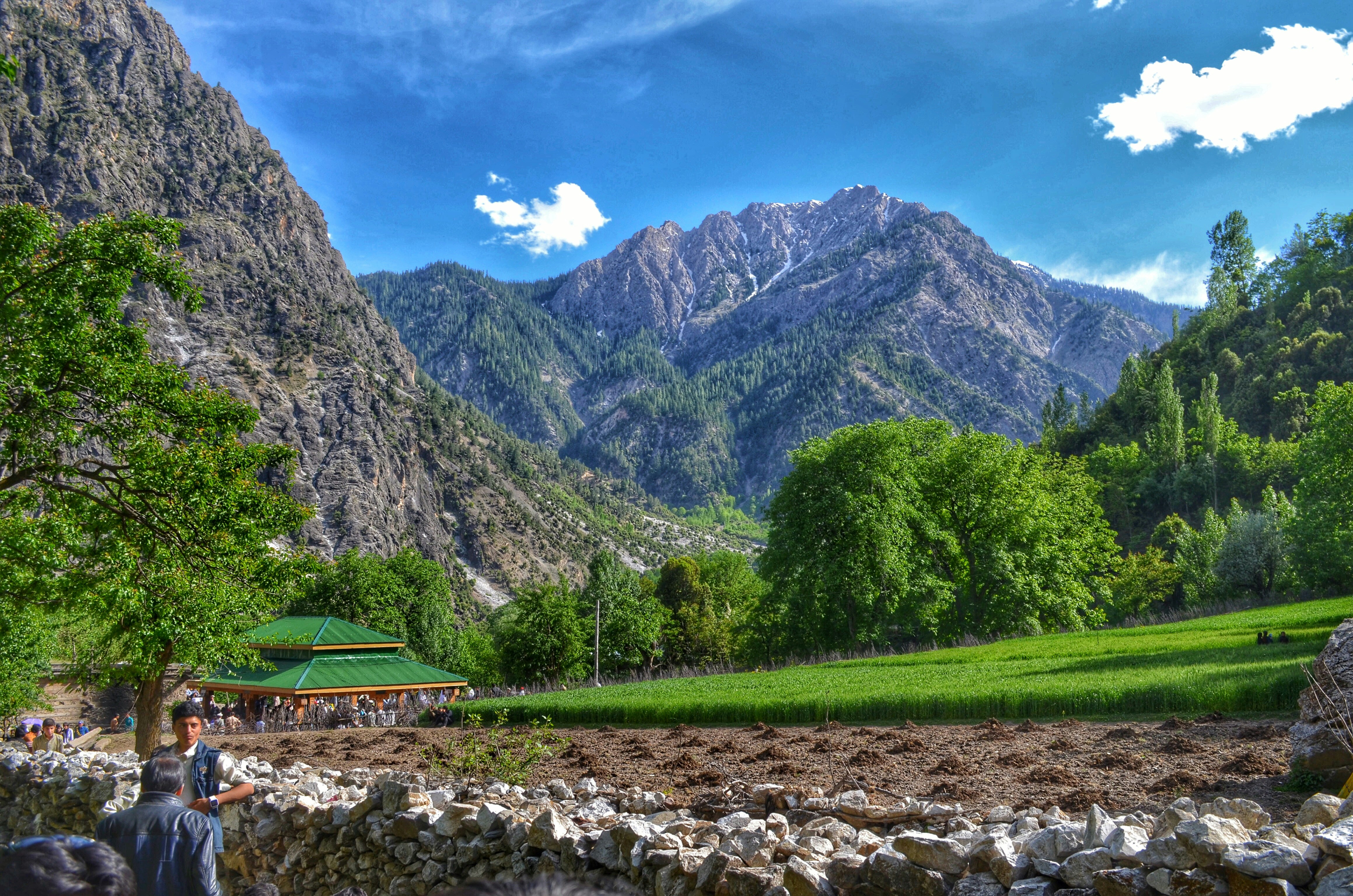 Mountain Amphitheater: A Riverbed Tucks Between Verdant Slopes
