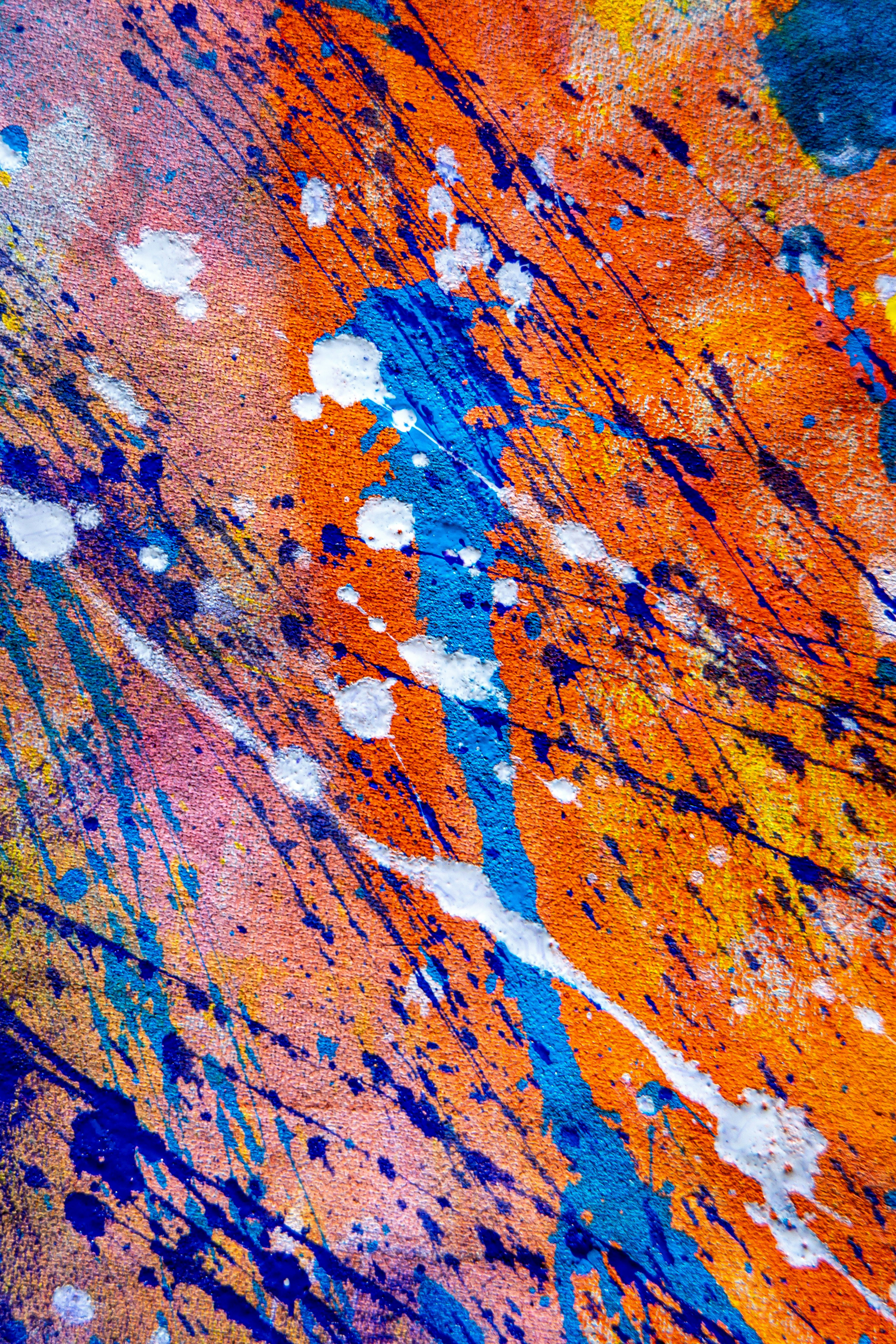 Sweeps of Color: A Dynamic Burst of Orange, Blue, and White