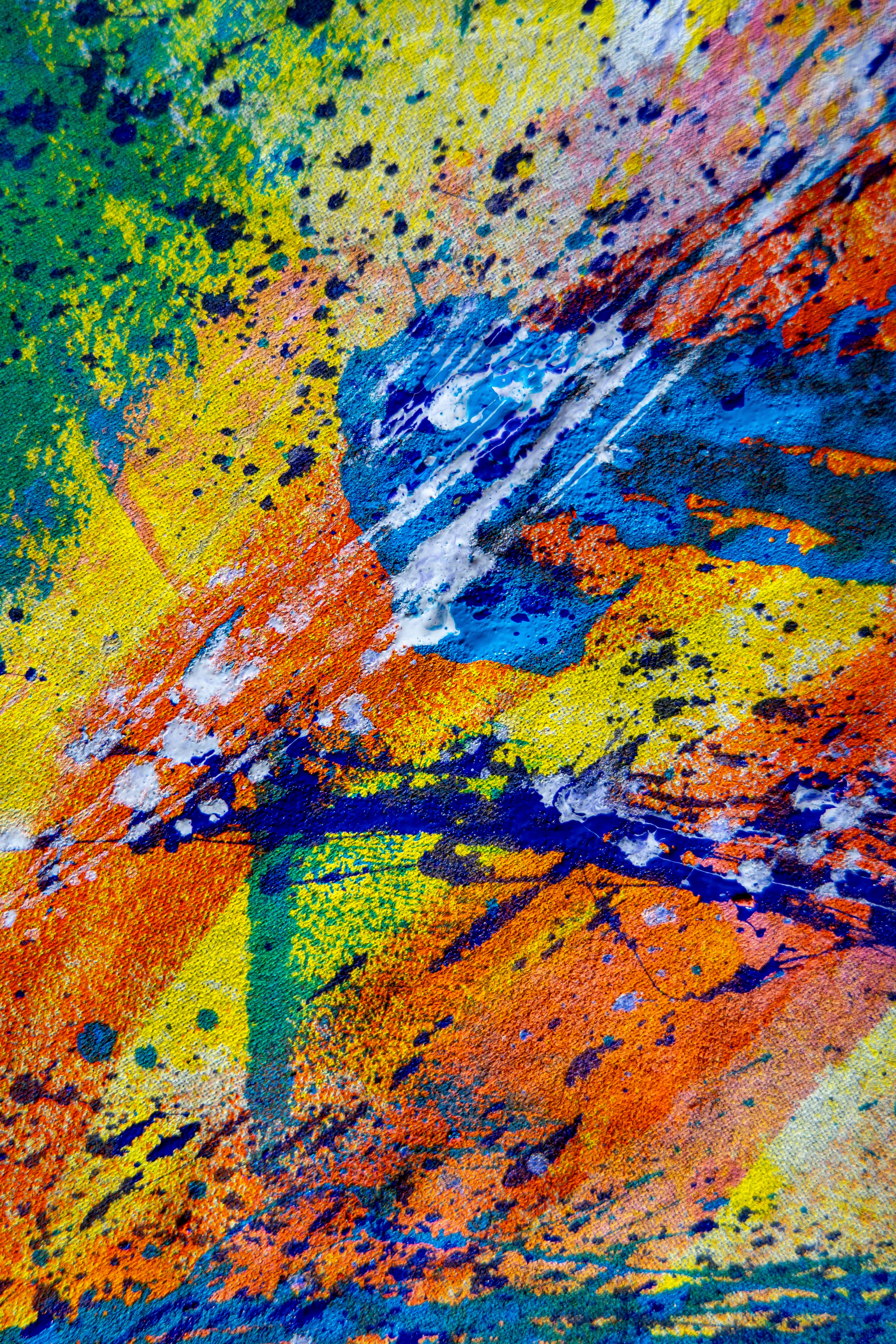 Chromatic Collision: Abstract Burst of Color on Canvas