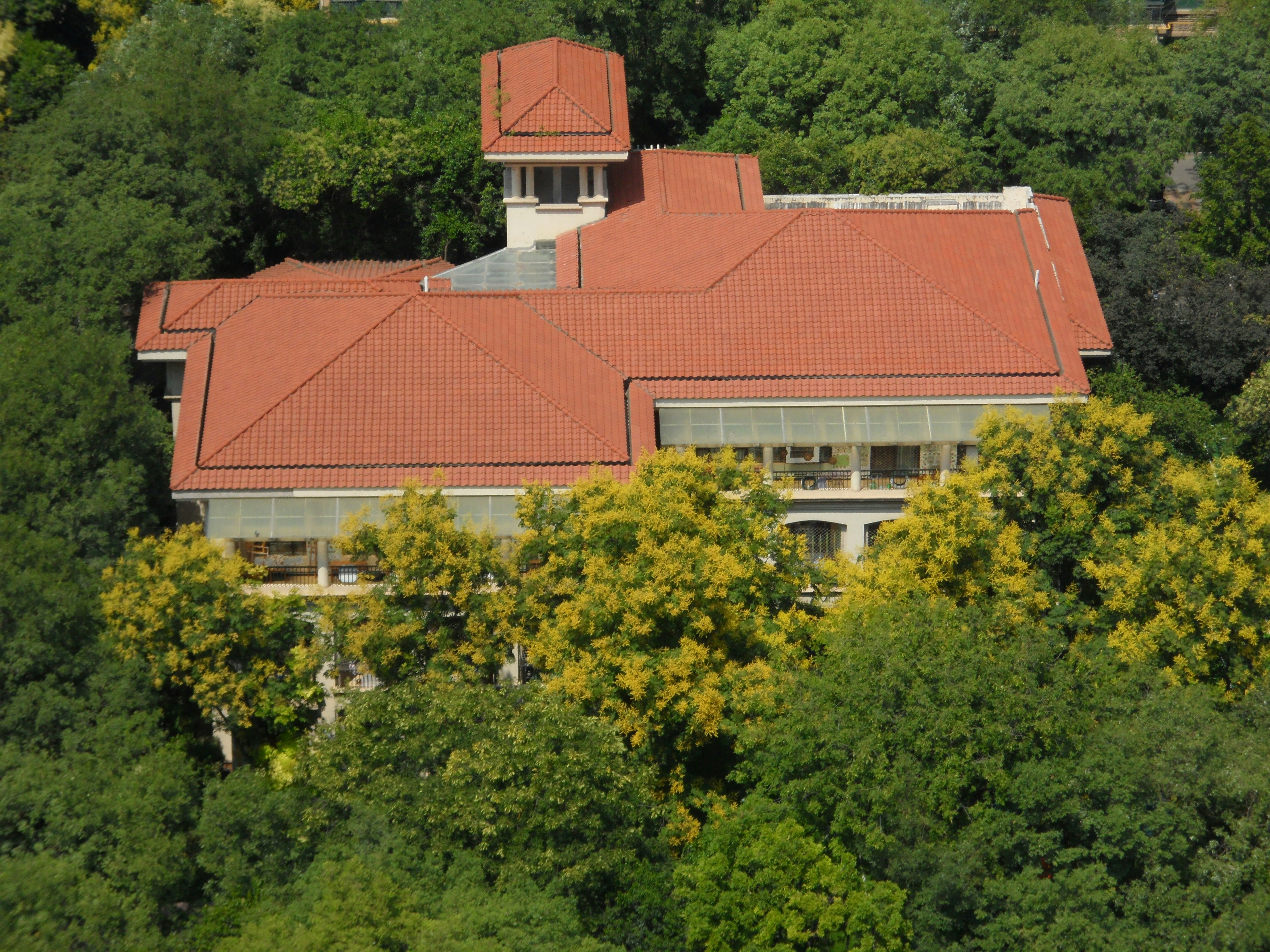 Red-Tiled Roofs Amid Verdant Canopy: A Bird’s-Eye of the Villa