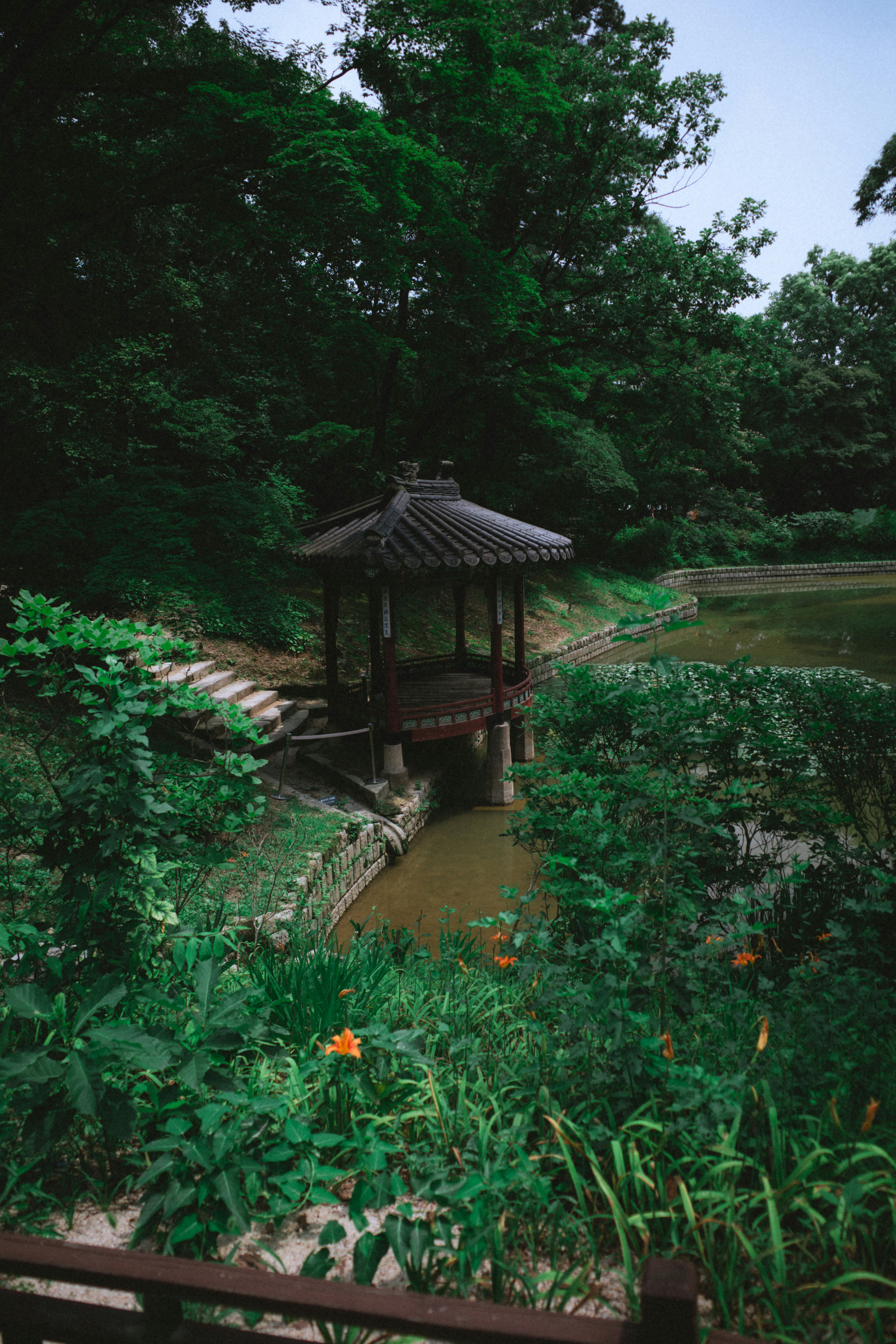 Woodland Pavilion Overlooking Serene Pond