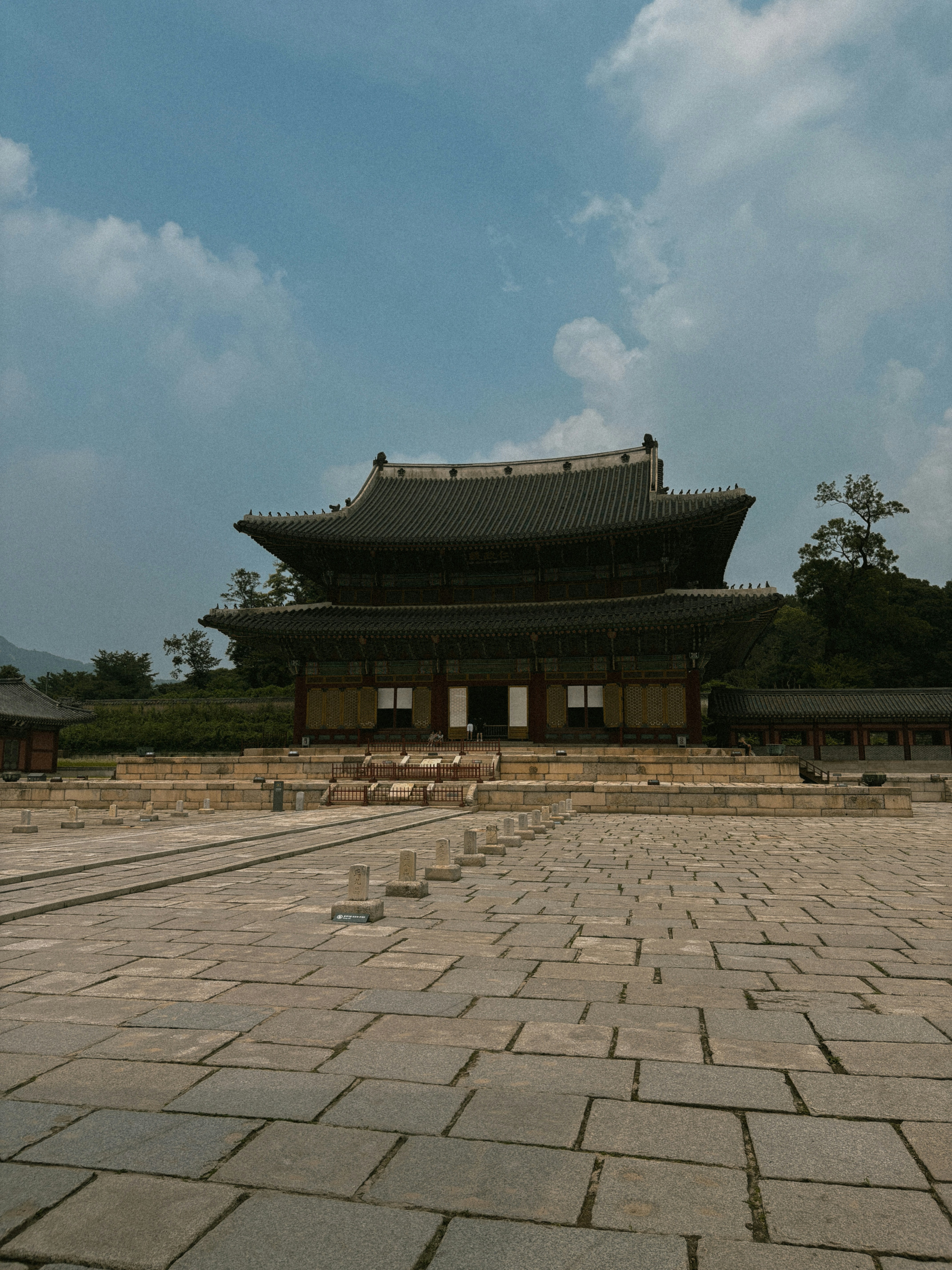 Guarded Ascent: A Temple Entrance Under Open Sky