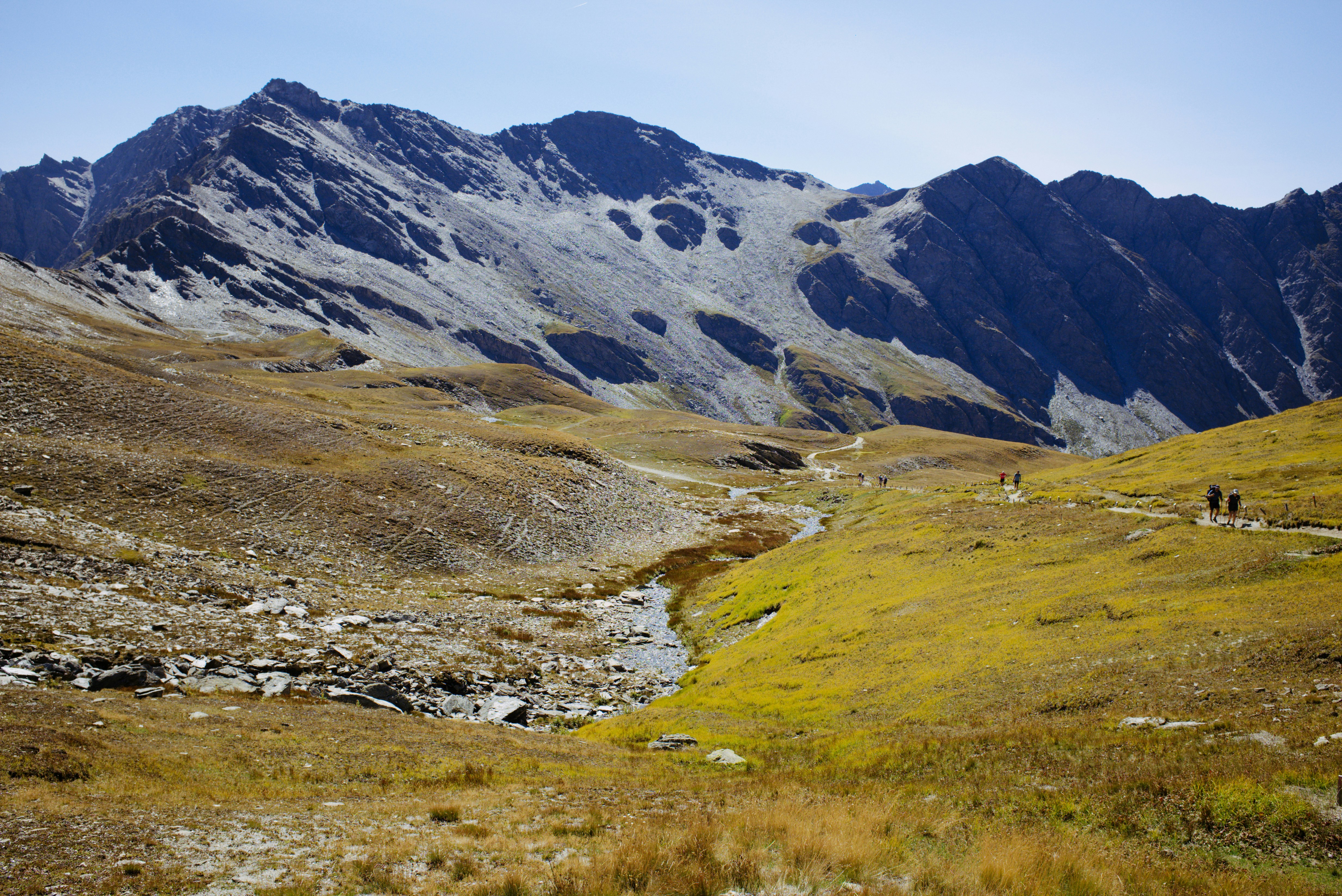 Rocky Alpine Basin Under a Clear Blue Sky