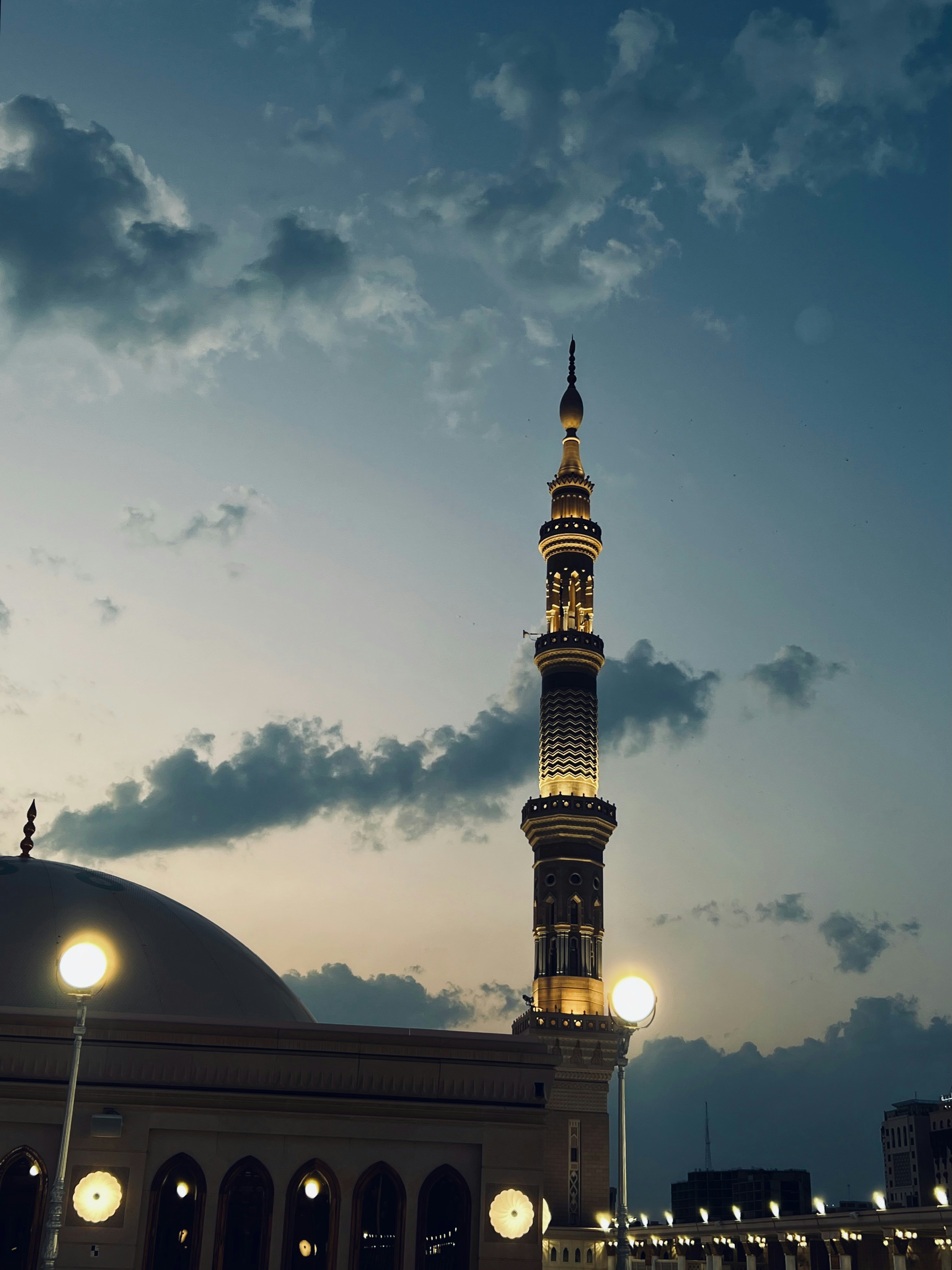 Minaret Glow: Evening at the Grand Mosque