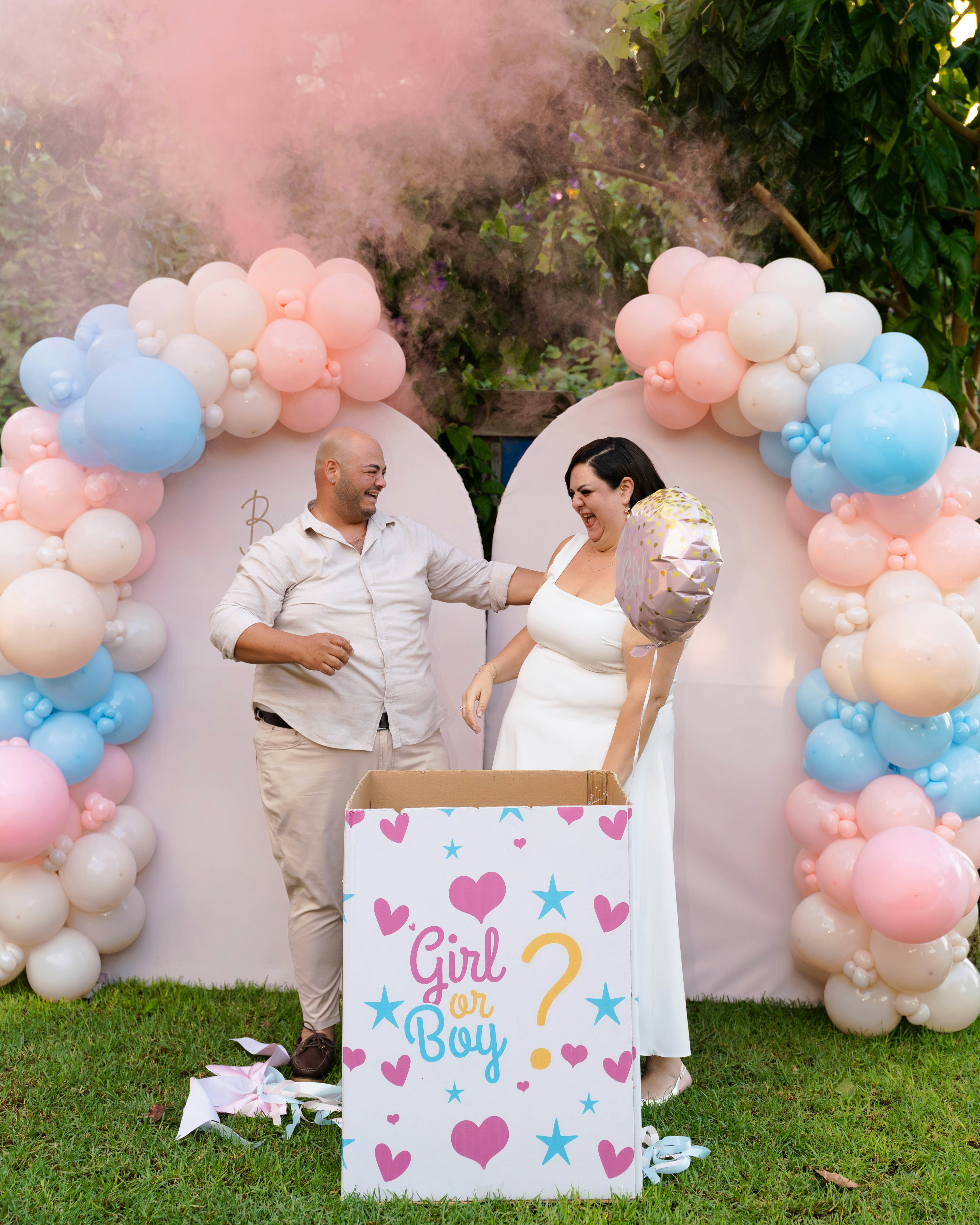 Celebration Unfolds: A Pink Cloud of Balloons and a Surprise Reveal